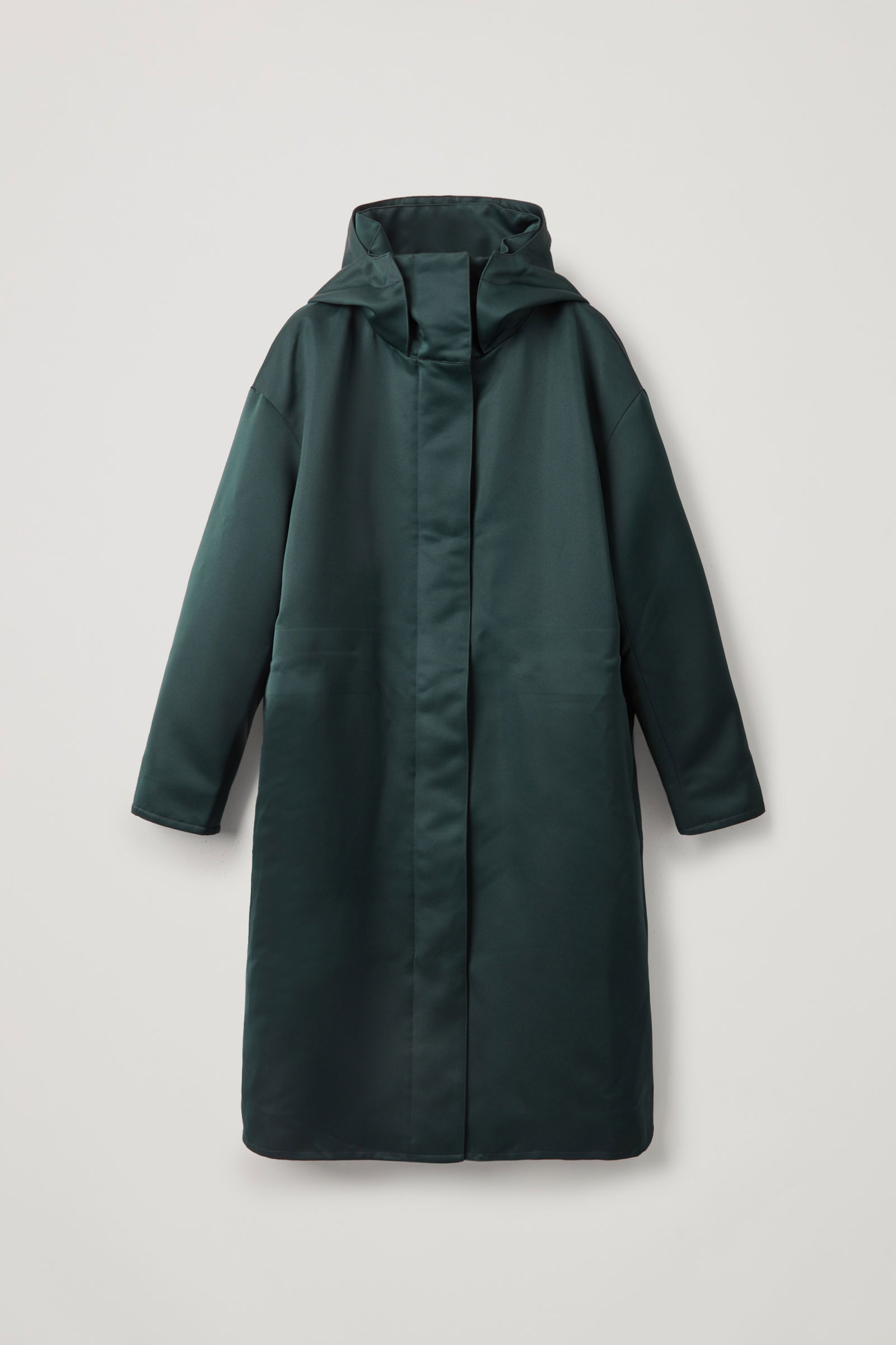 COS Hooded High Collar Coat in blue | endource