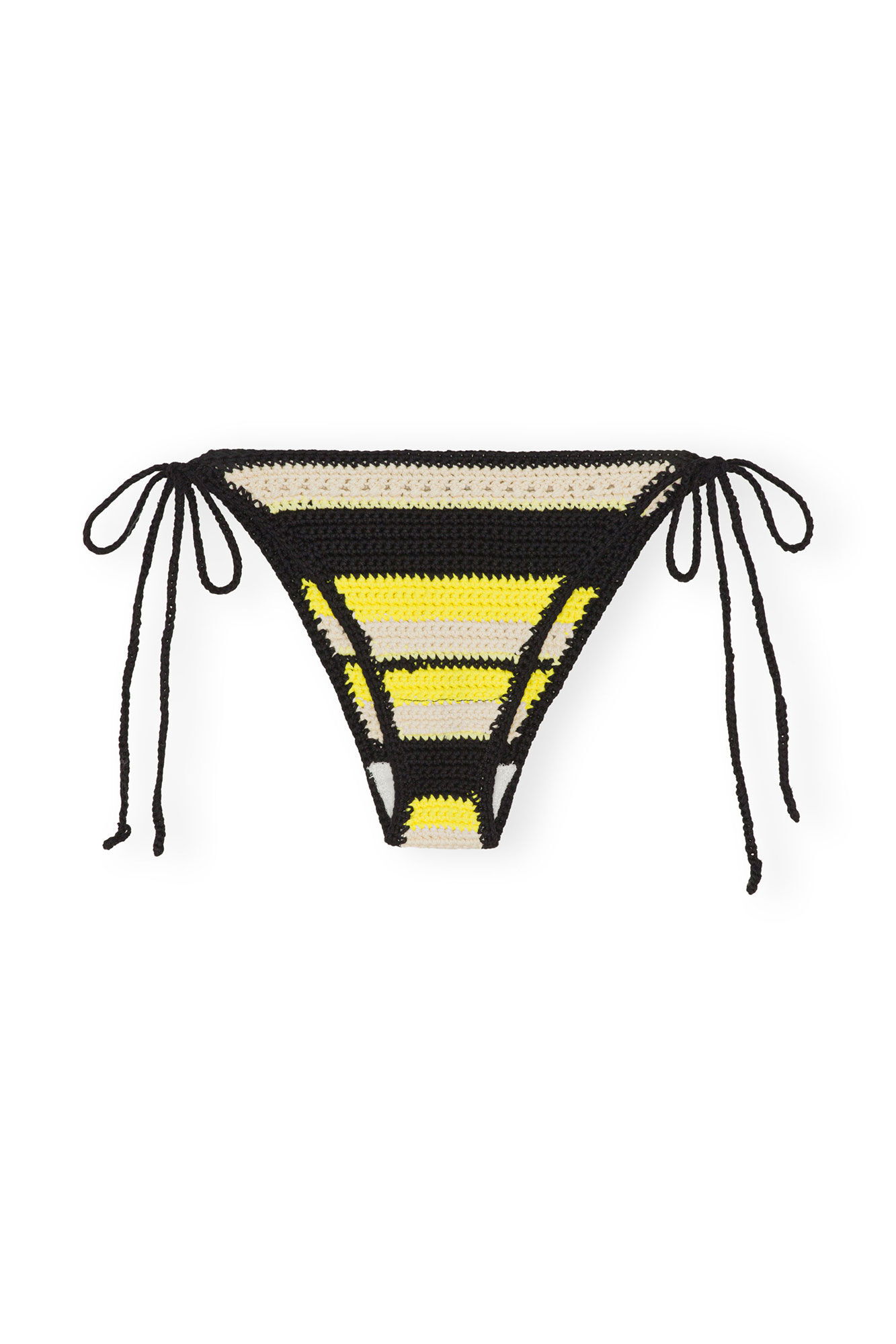 GANNI Crochet String Bikini Briefs in Golden Kiwi | Endource