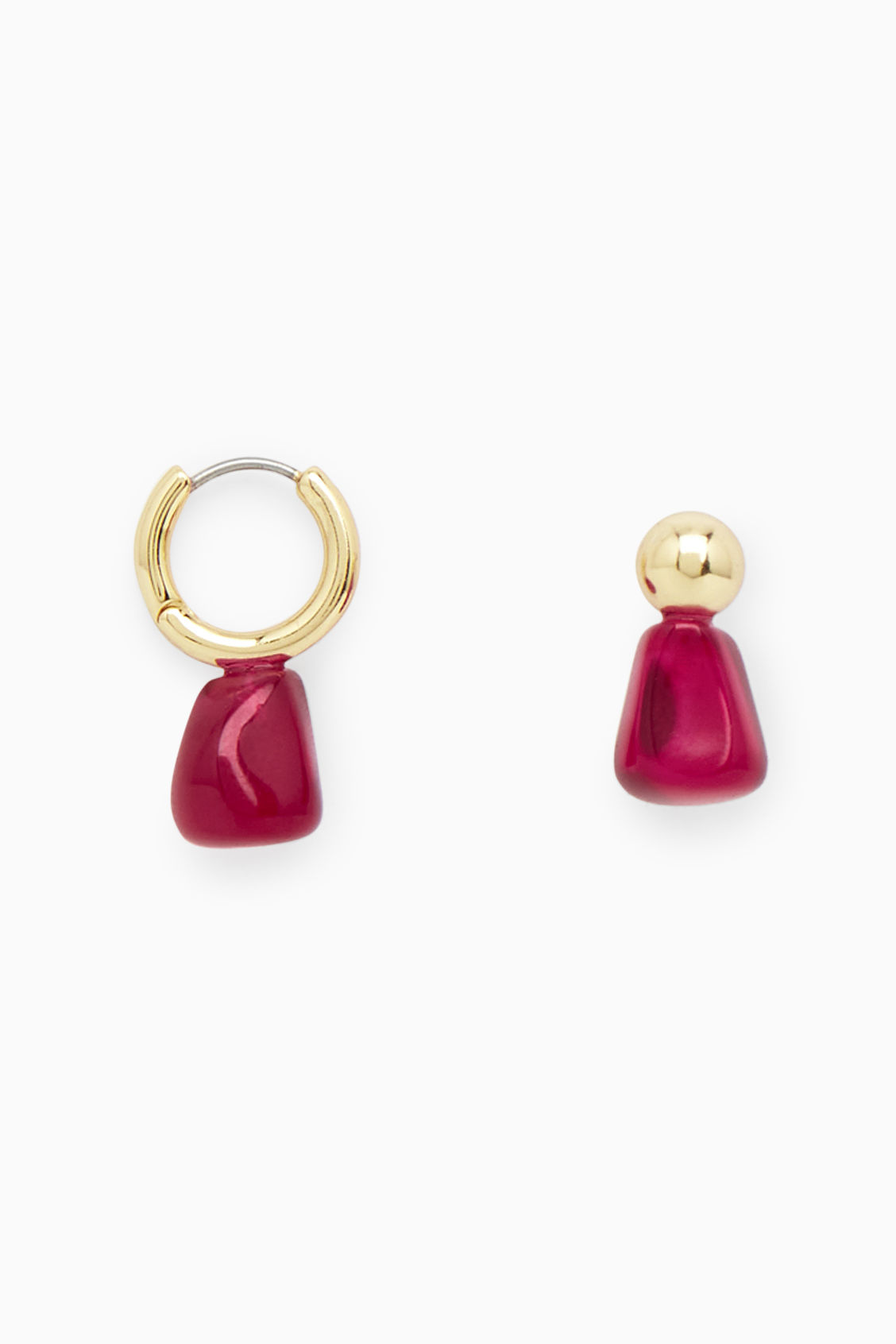 COS Mismatched Glass Earrings in GOLD / PINK | Endource