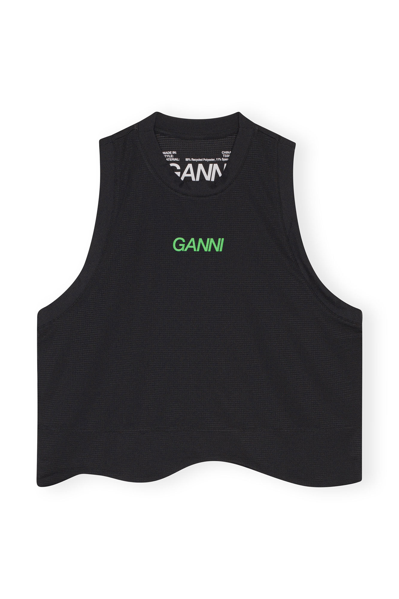 GANNI Active Mesh Top in Black | Endource
