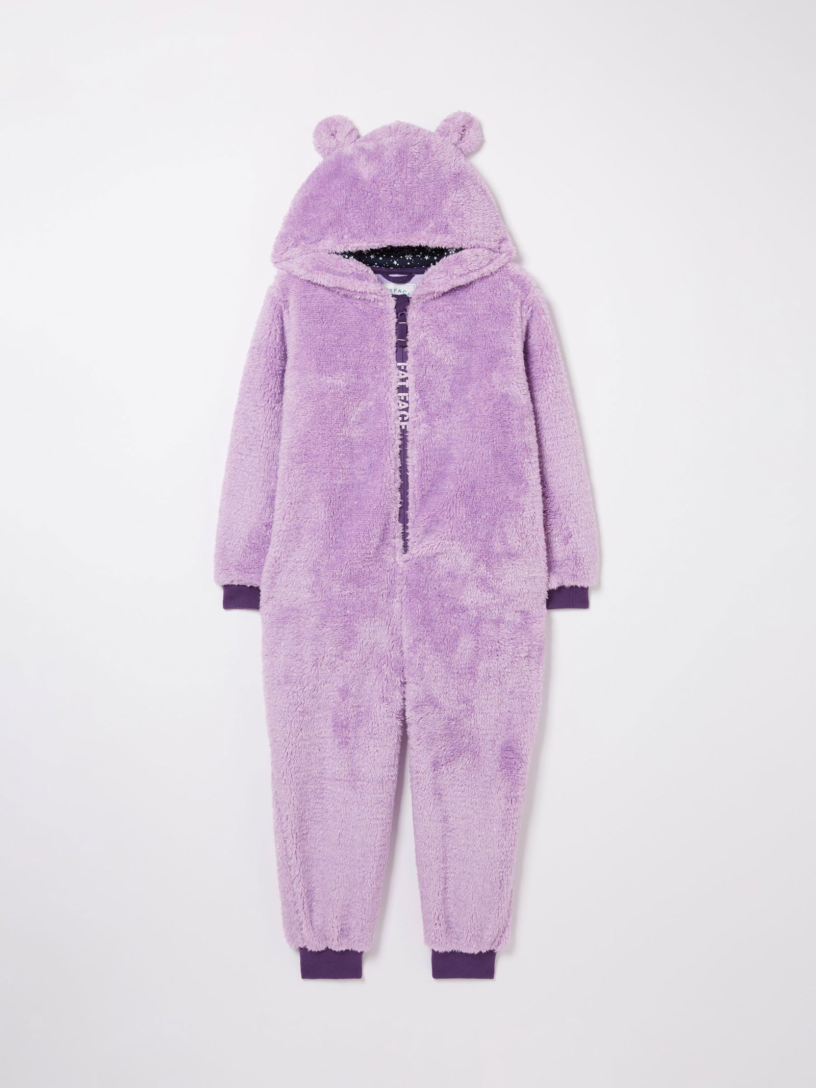 FATFACE Sparkle Fleece Onesie in Purple | endource