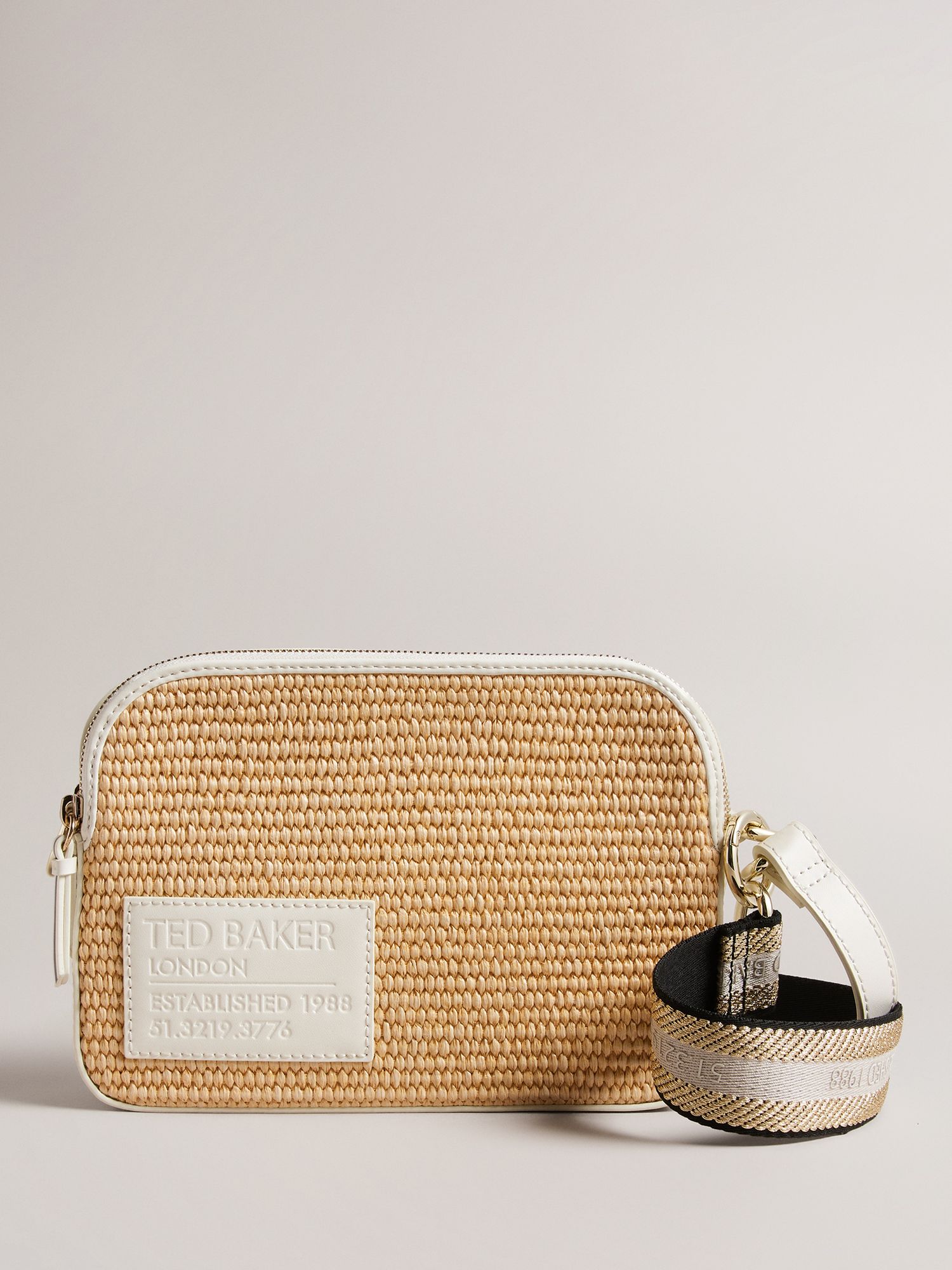 TED BAKER Stello Branded Webbing Raffia Camera Cross Body Bag | Endource