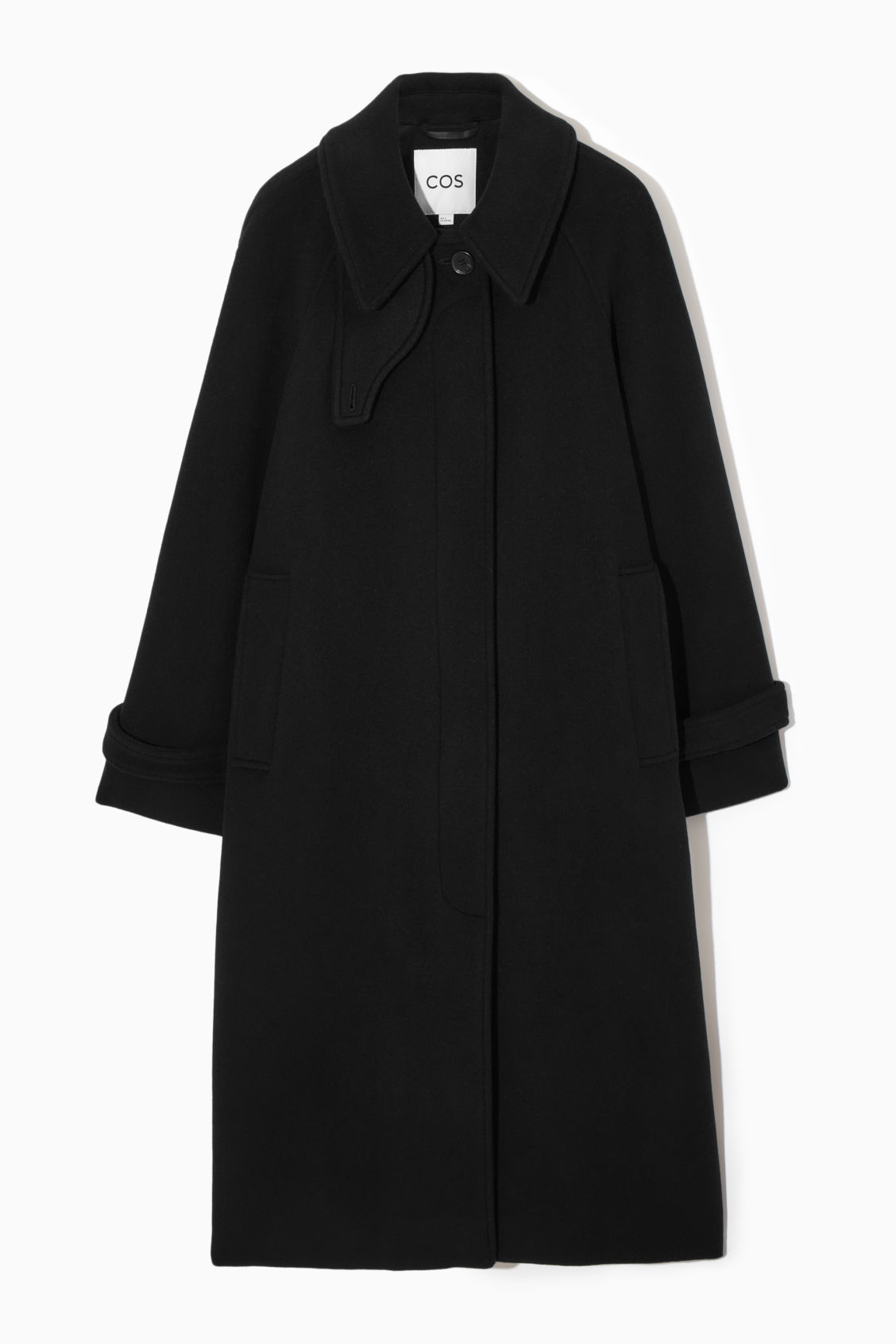 COS Oversized Rounded Wool Coat in BLACK | endource