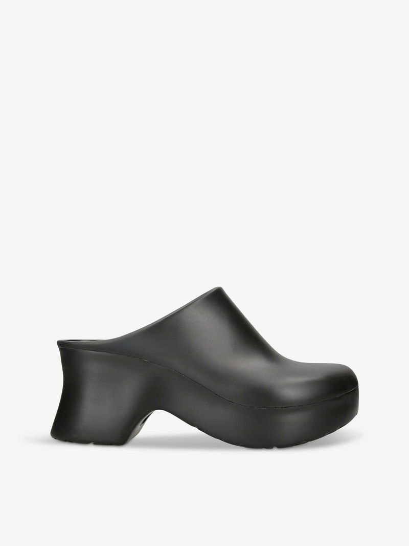 LOEWE Terra 90 Curved-Heel Rubber Heeled Mules in BLACK | endource