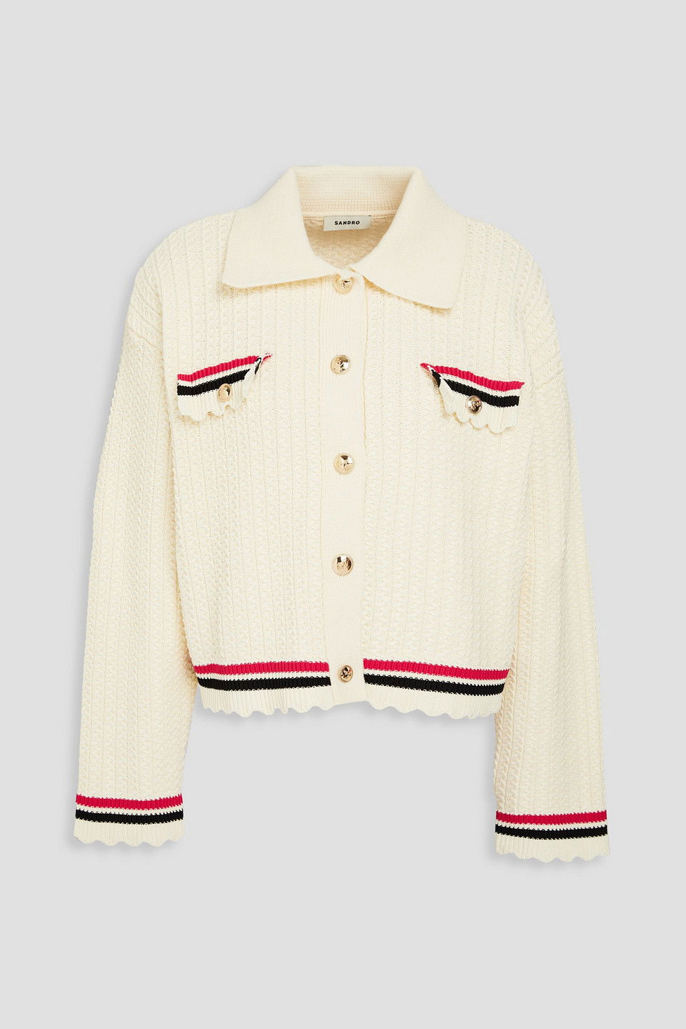 SANDRO Cotton Cardigan in White | endource