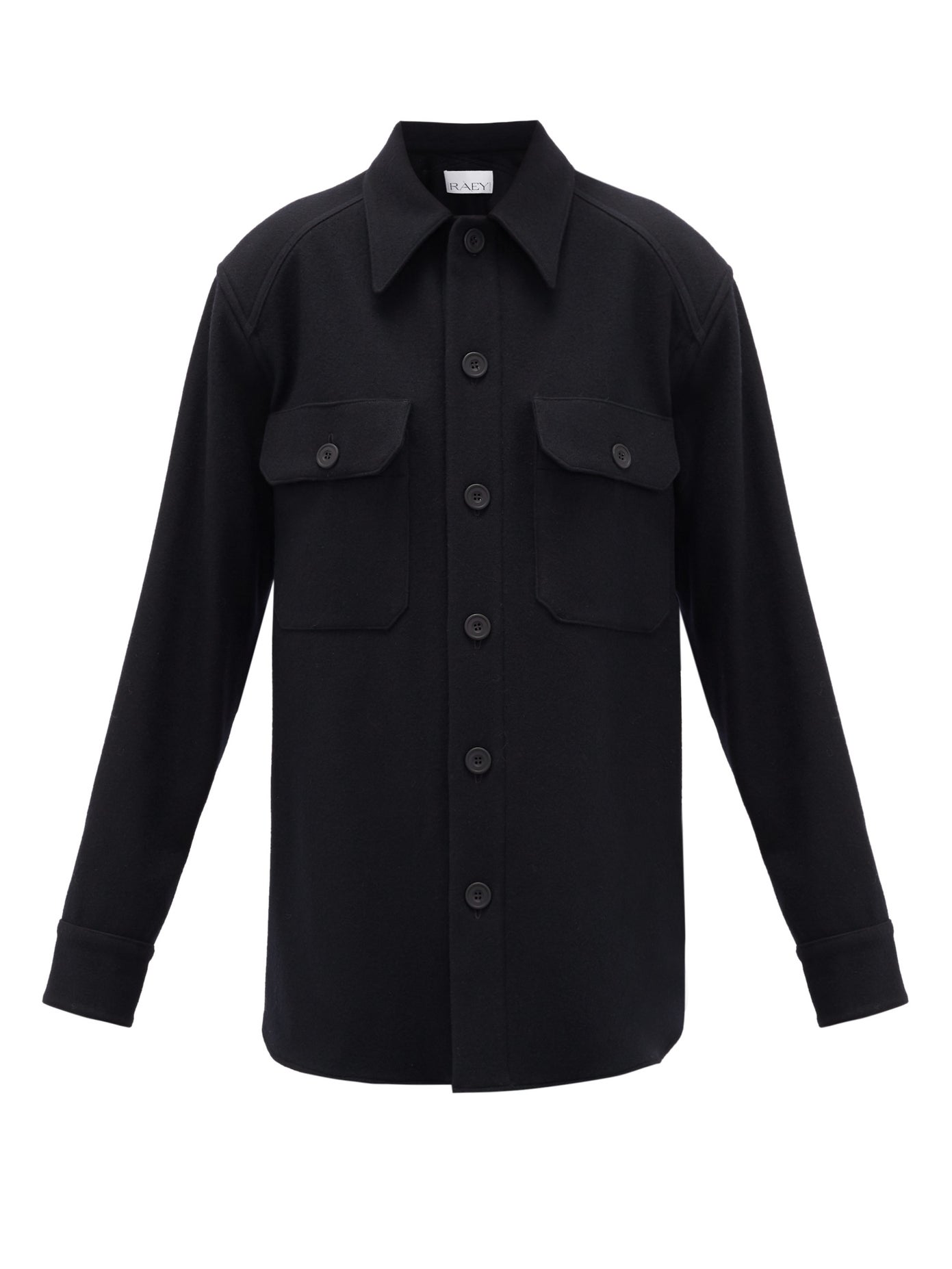 RAEY Oversized Wool Army Shacket in Navy | endource