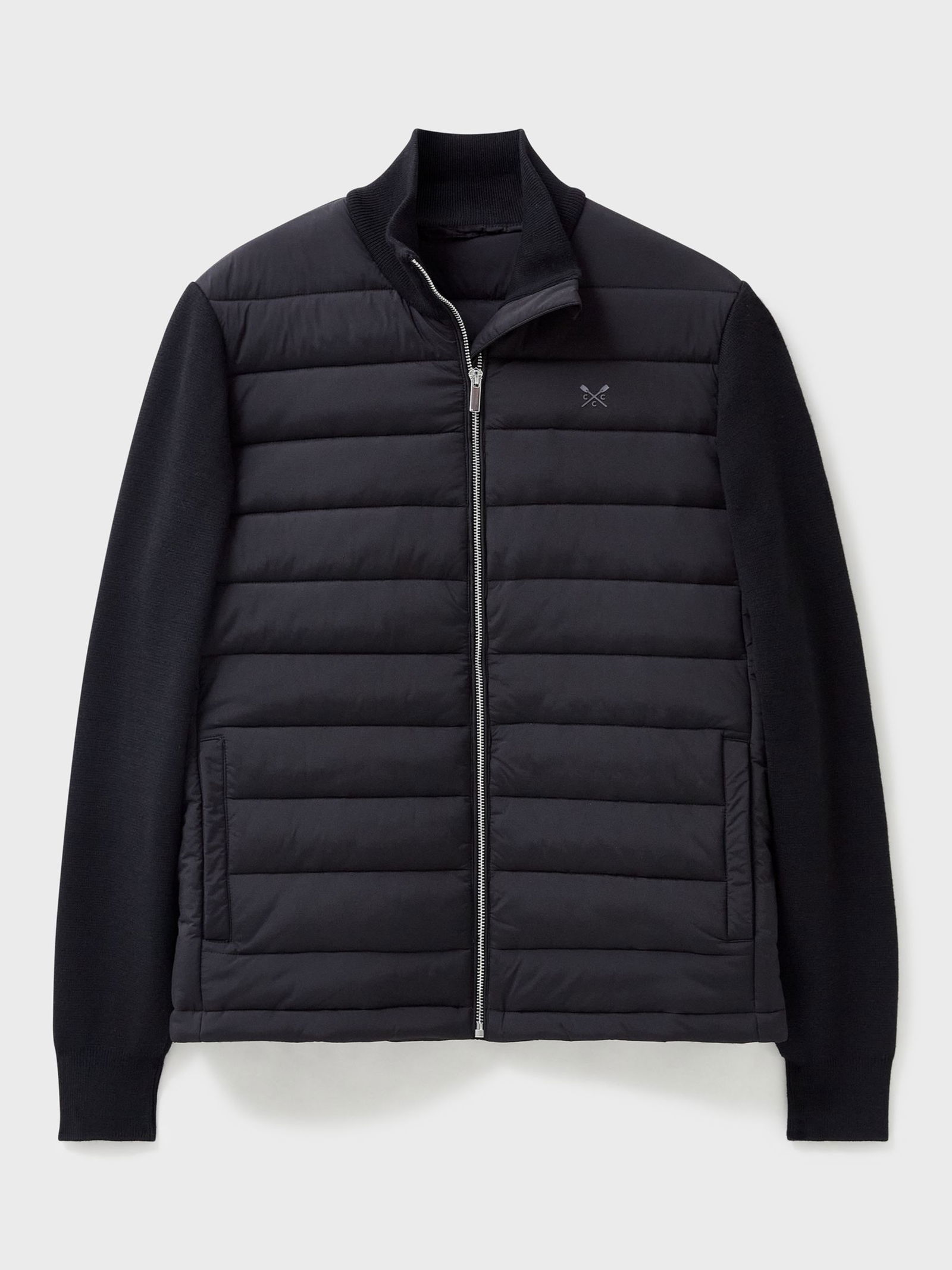 CREW CLOTHING Dartmouth Wool Blend Hybrid Quilted Jacket in Black ...