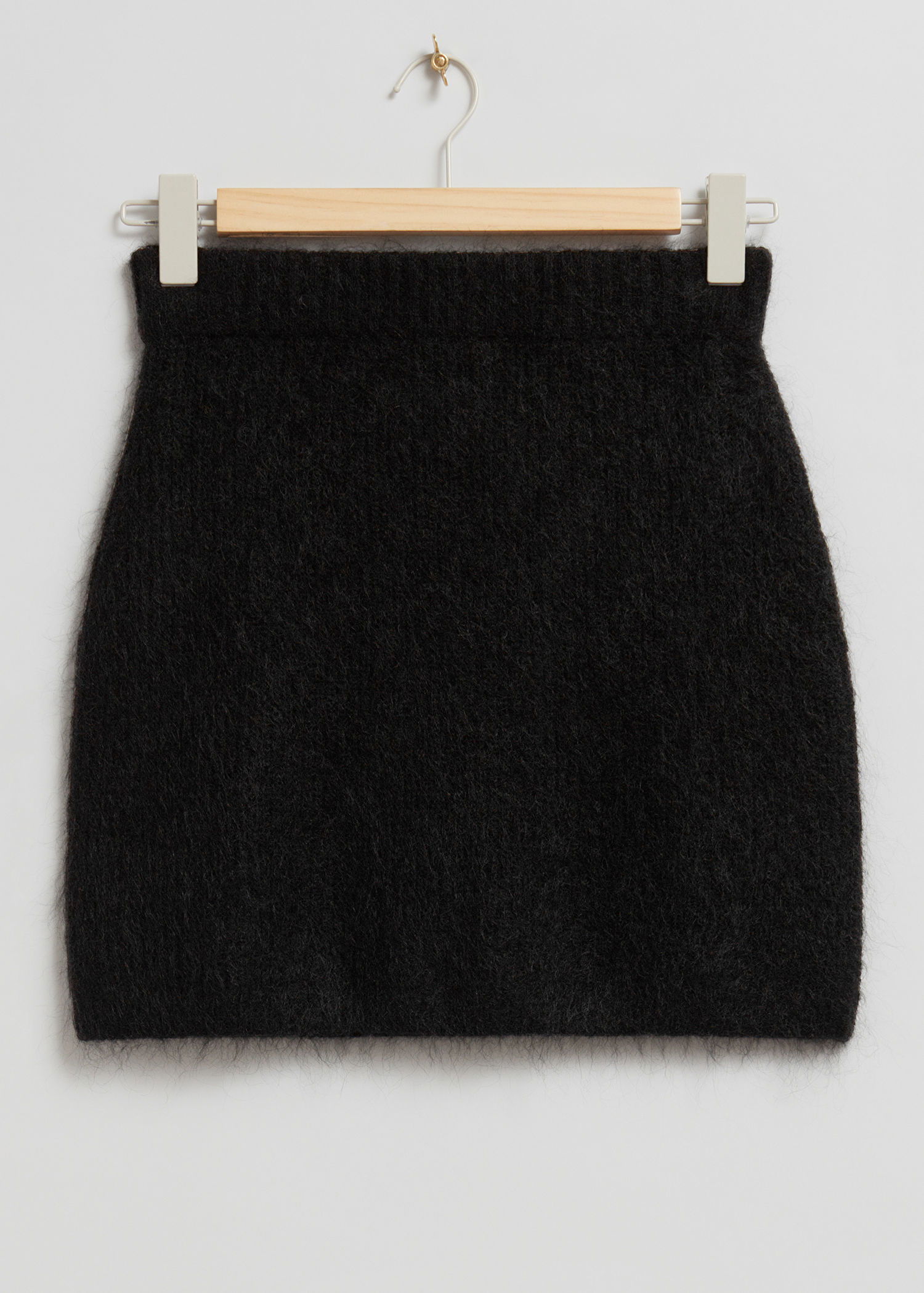 & OTHER STORIES Fuzzy Knit Mini Skirt in Black | endource