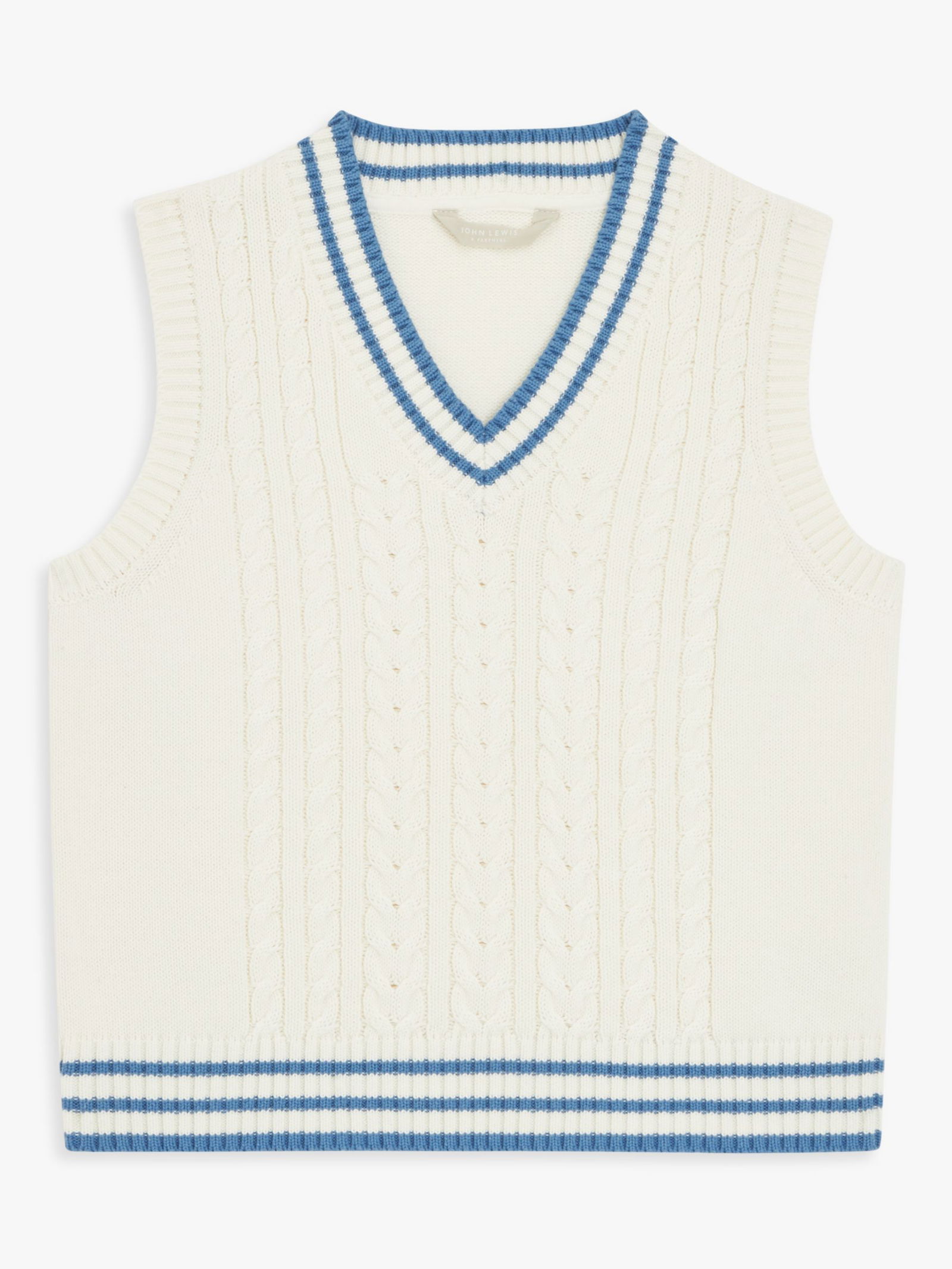 JOHN LEWIS Cable Knit Cricket Tank Top in Ivory | endource