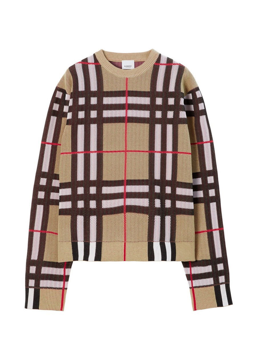BURBERRY Check Technical Cotton Sweater | Endource