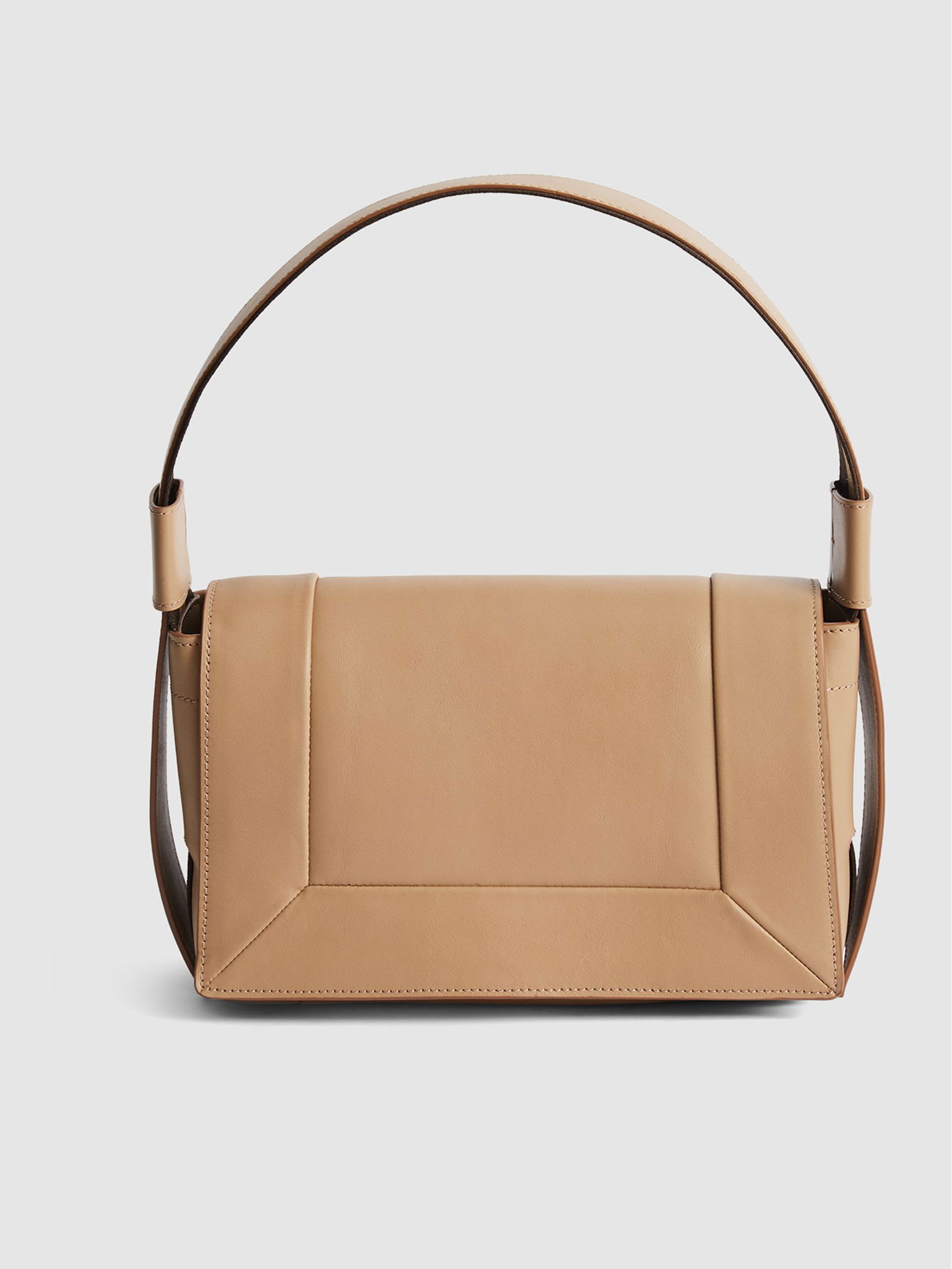 REISS Alma Leather Shoulder Bag in Tan | Endource