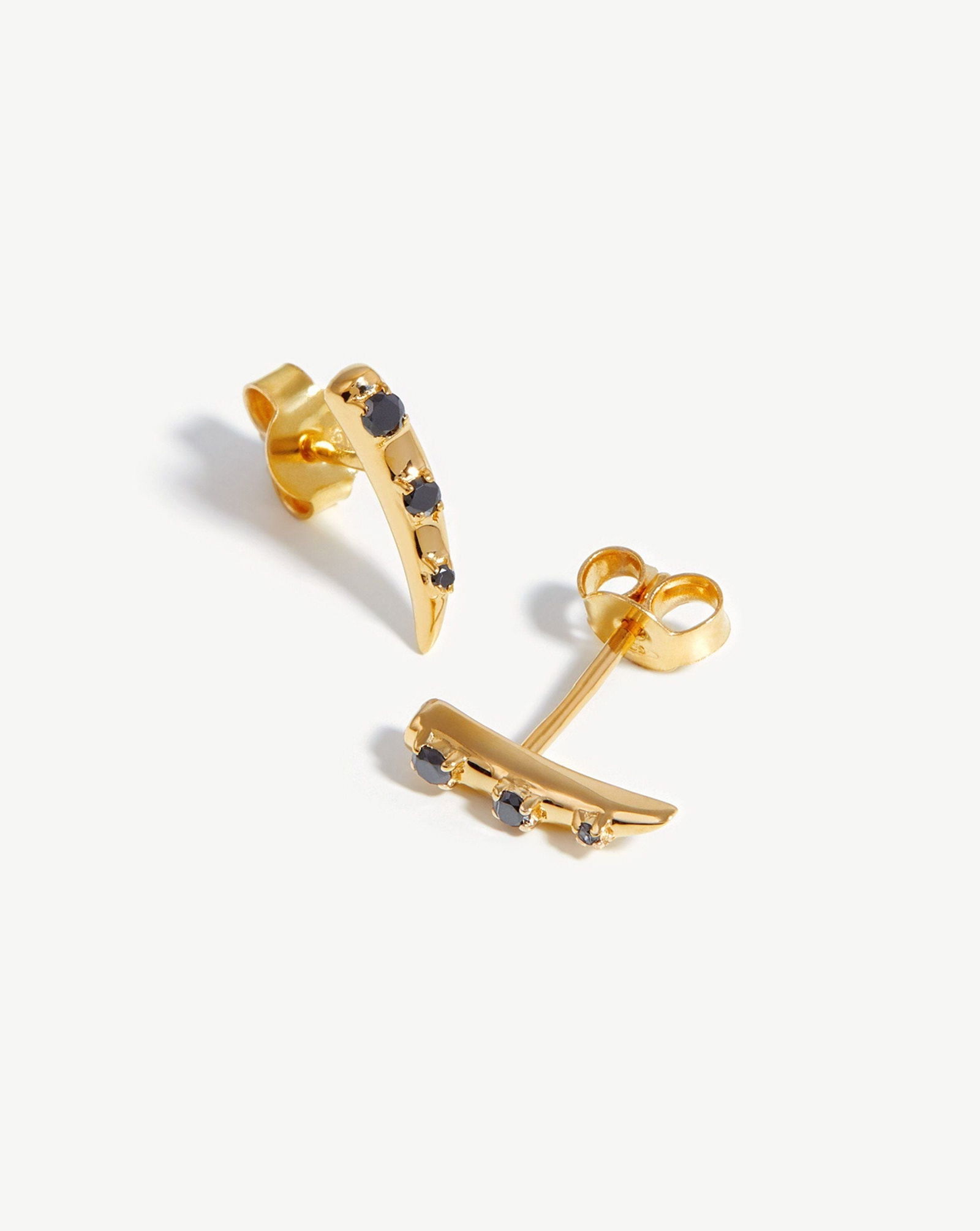 MISSOMA Fine Diamond Claw Stud Earrings in 14ct Solid Gold/Black ...