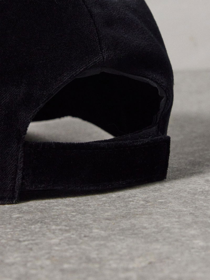 MIU MIU Logo-Embroidered Cotton-Velvet Cap in Black | endource