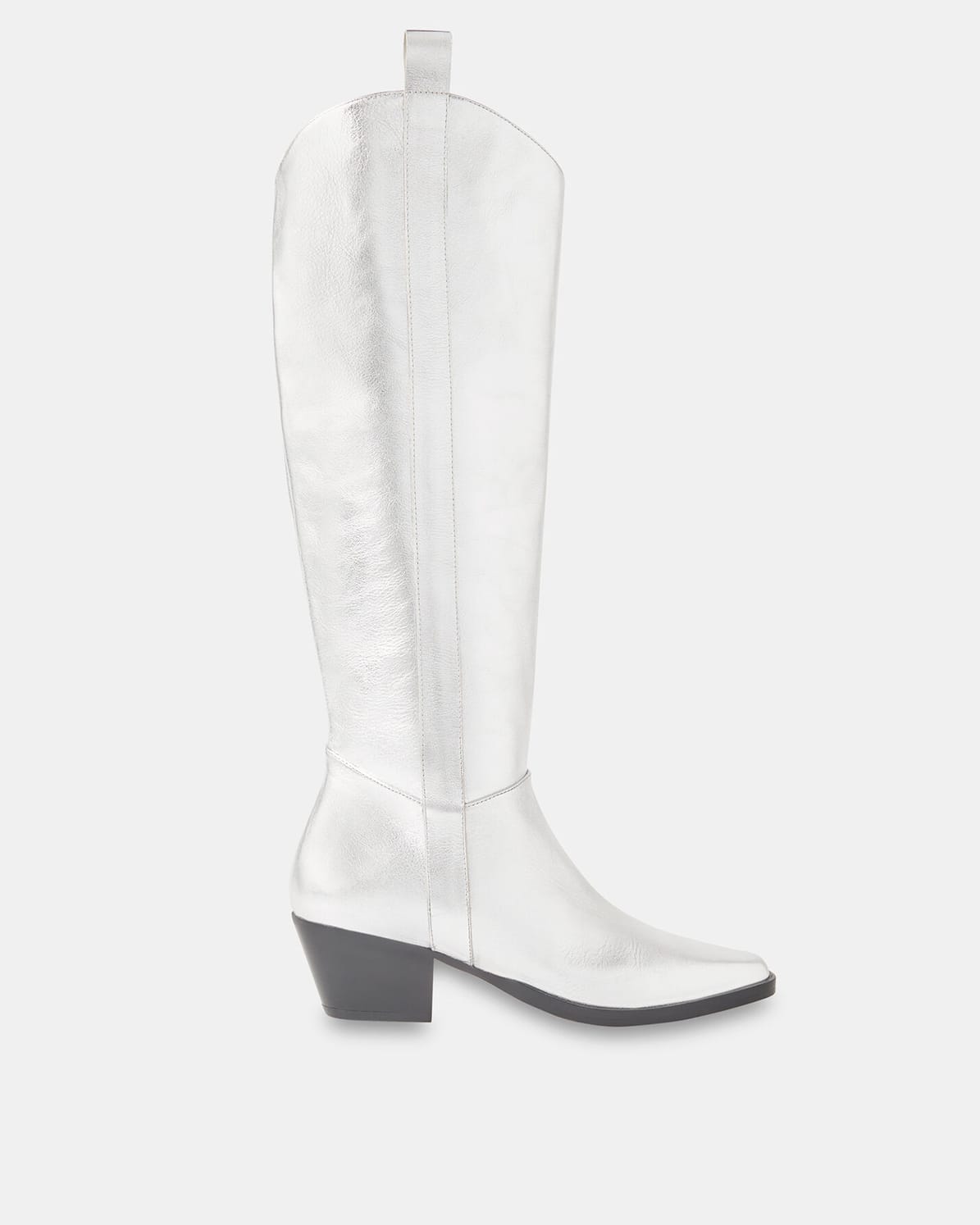 WHISTLES Asa Western Knee High Boot in Silver | endource