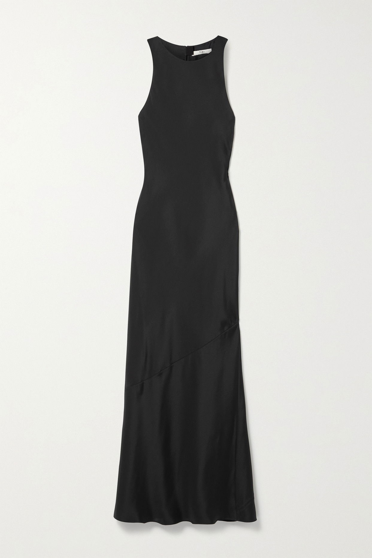 TIBI Organic Silk Maxi Dress in Black | endource