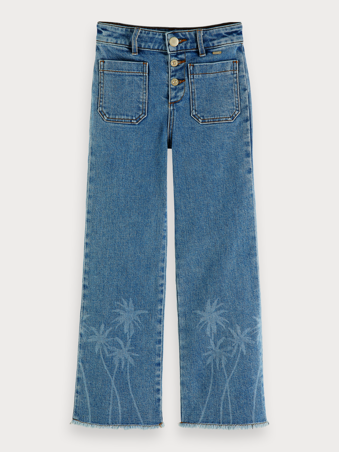 SCOTCH & SODA Palm Tree Artwork Jeans in Sky Blue | endource