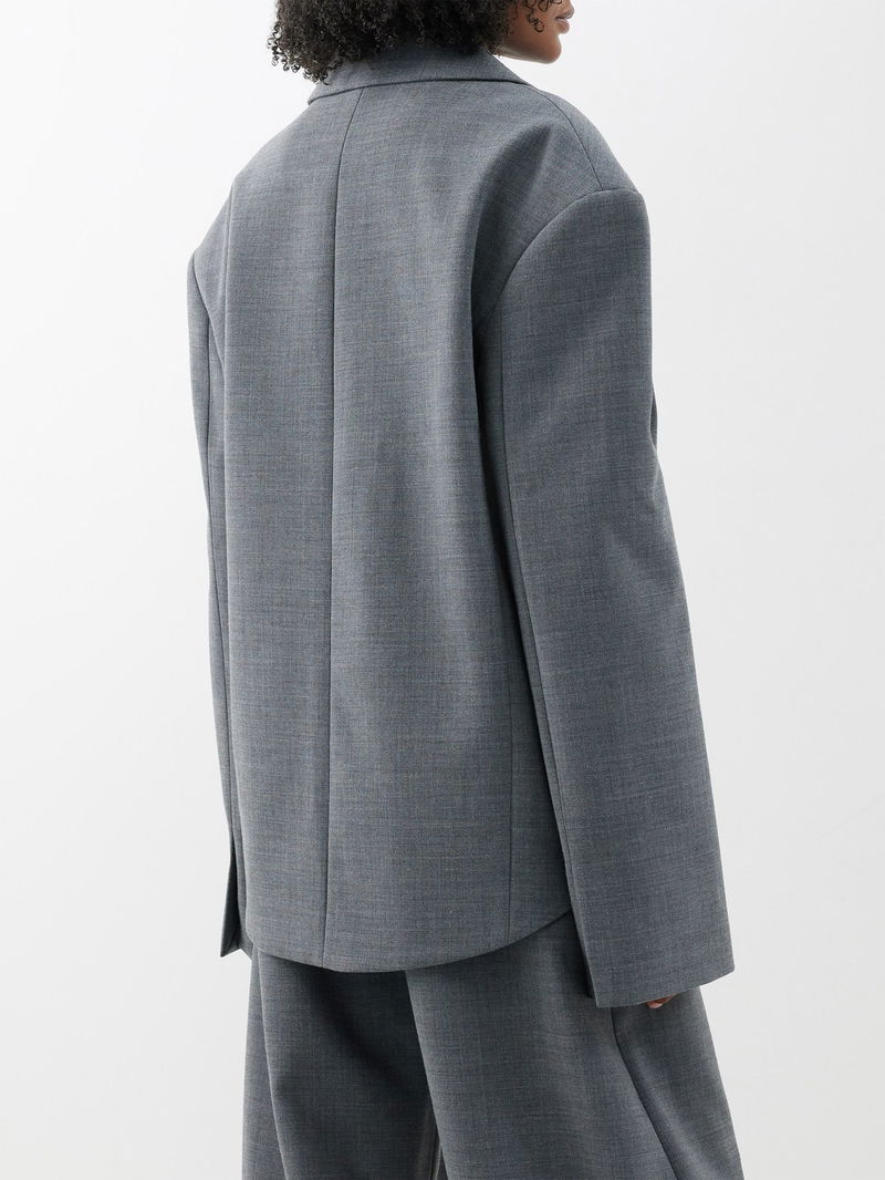 A.W.A.K.E. MODE Oversized Curved Technical Suit Jacket in Grey | endource