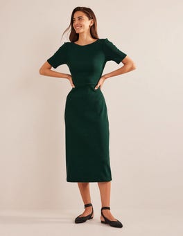 BODEN Cut Out Rib Midi Dress in Emerald Night | Endource