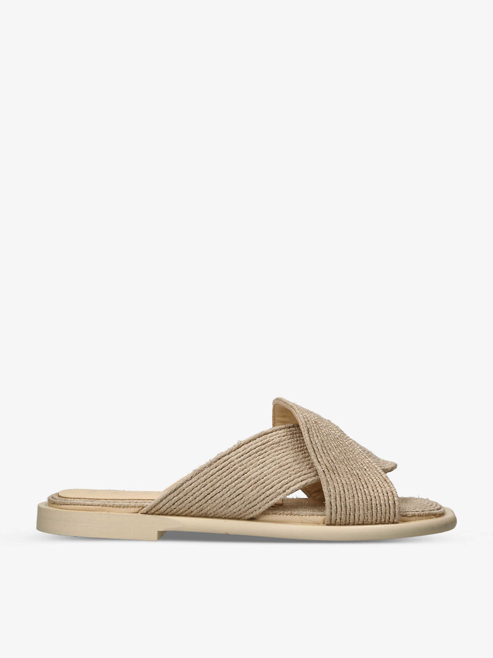 LOEWE Petal Square-Toe Raffia Sliders in BEIGE | endource