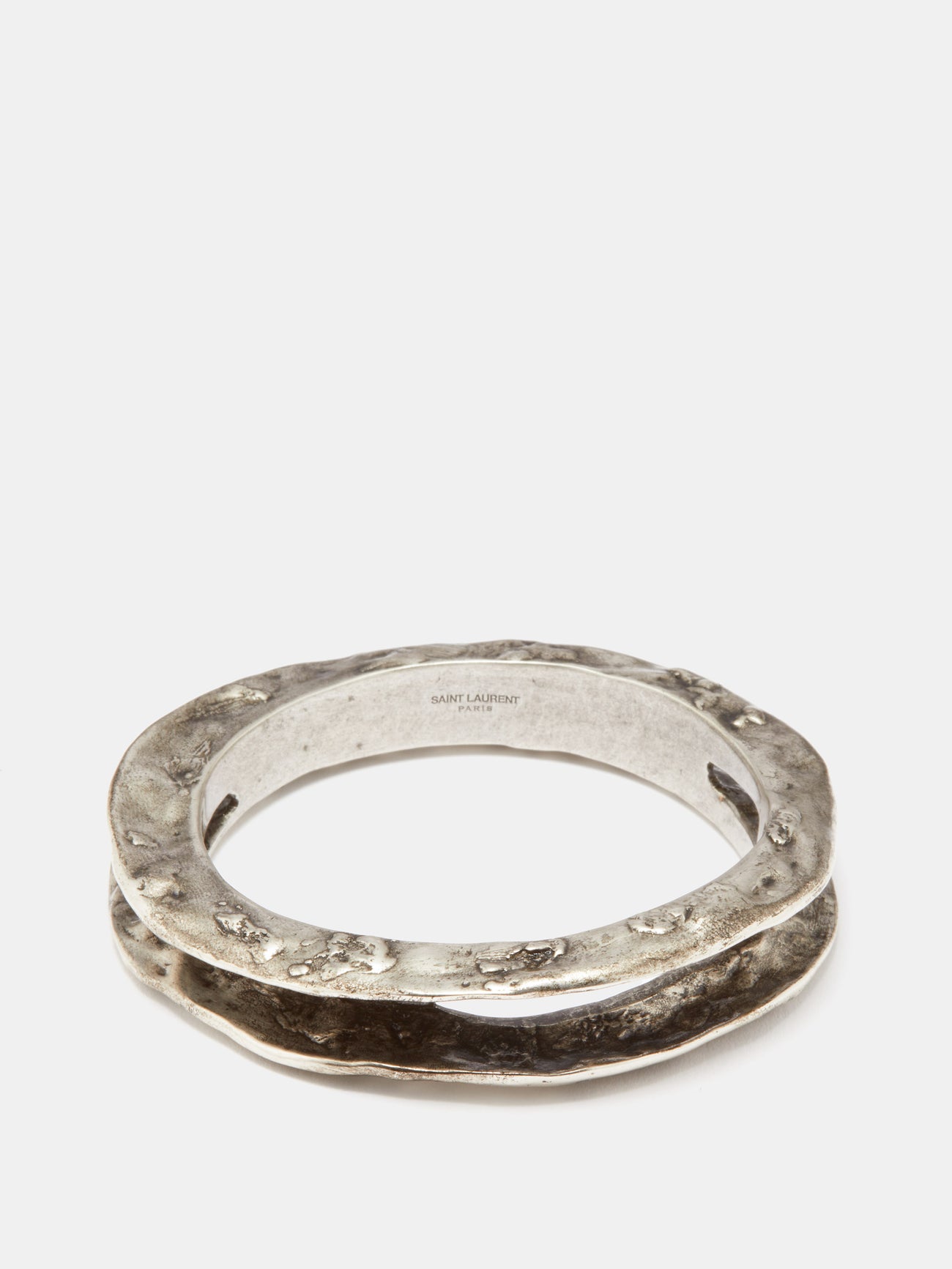 SAINT LAURENT Hammered Metal Bangle | endource
