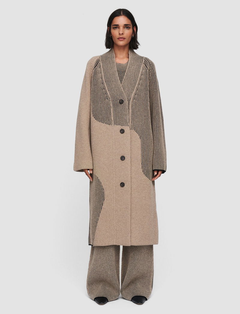 JOSEPH Cardigan Stitch Animation Coat in Pewter/Black | endource