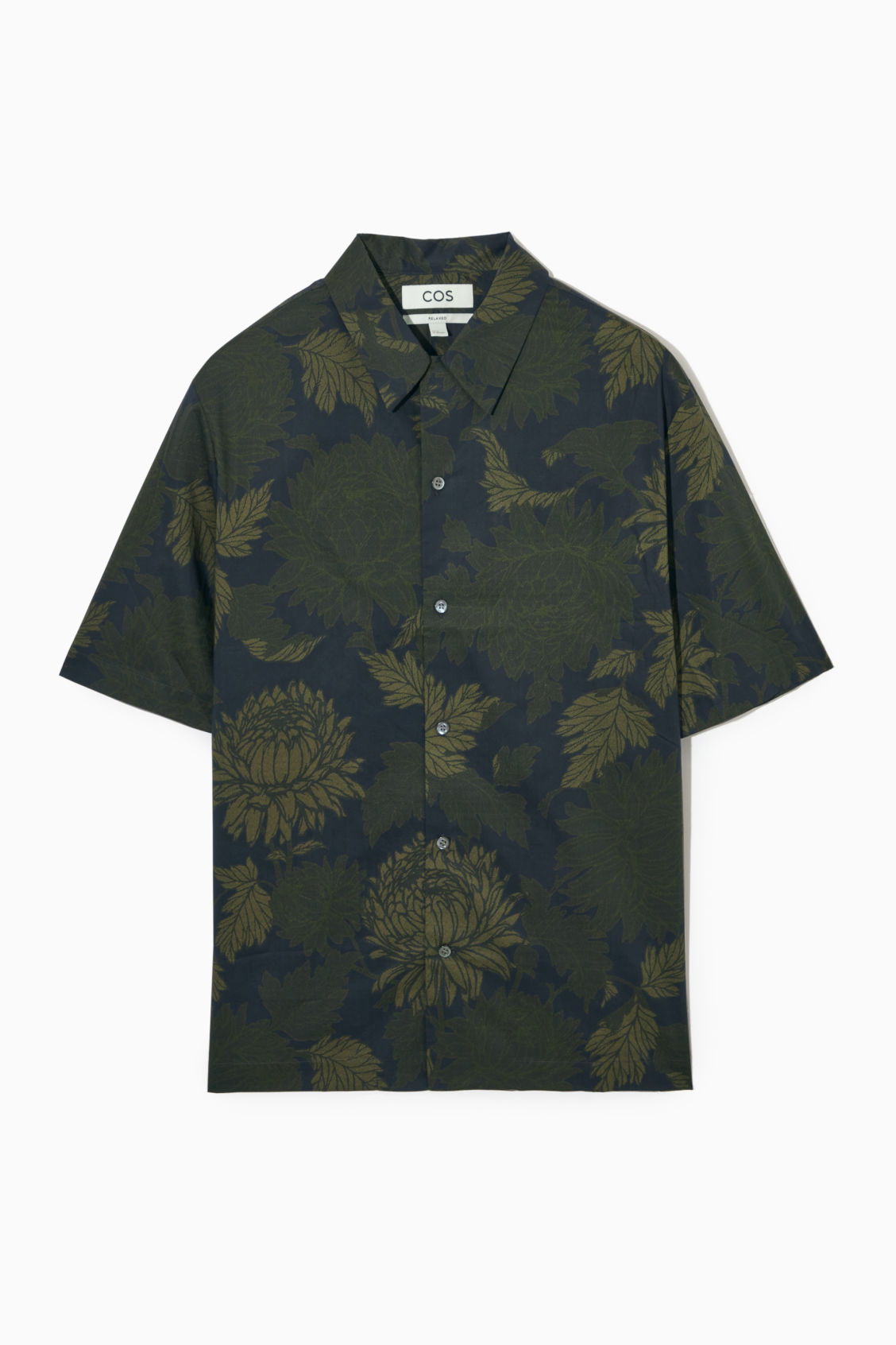 COS Floral-Jacquard Shirt in NAVY / GREEN / FLORAL | endource