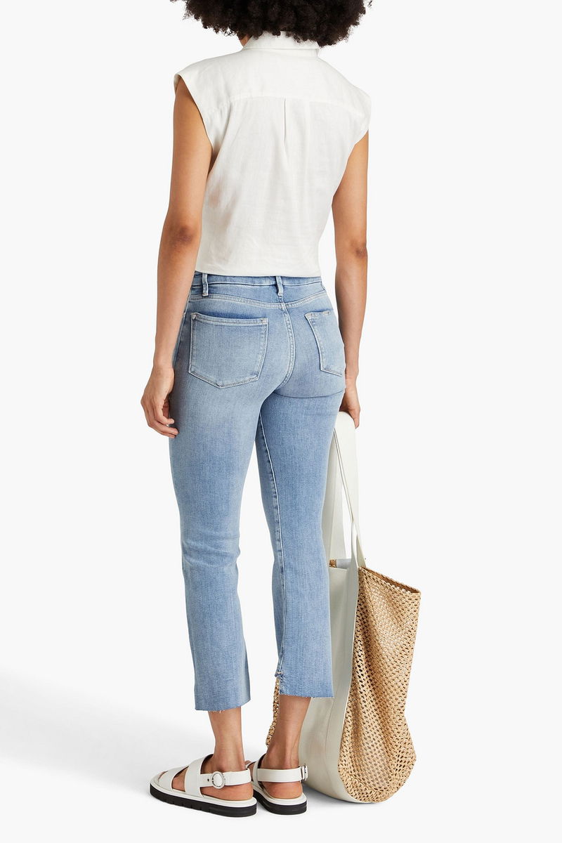 FRAME Le Crop Mini Boot High-Rise Bootcut Jeans in Blue | Endource