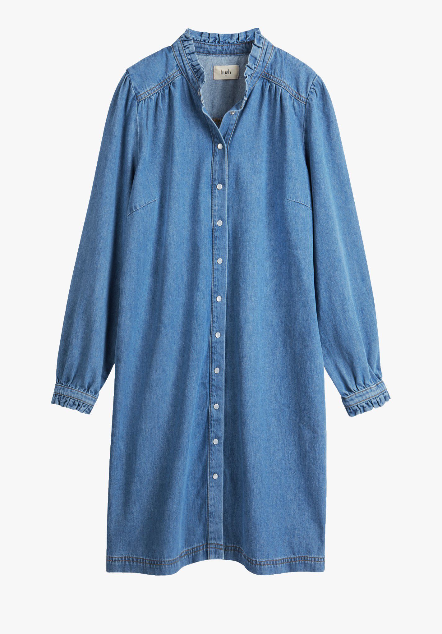 HUSH Jolene Denim Dress in Mid Authentic Blue | endource