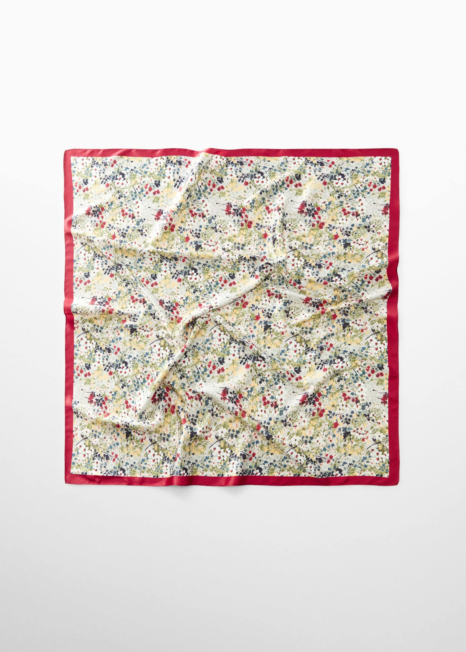MANGO Floral Printed Scarf in Burgundy | endource