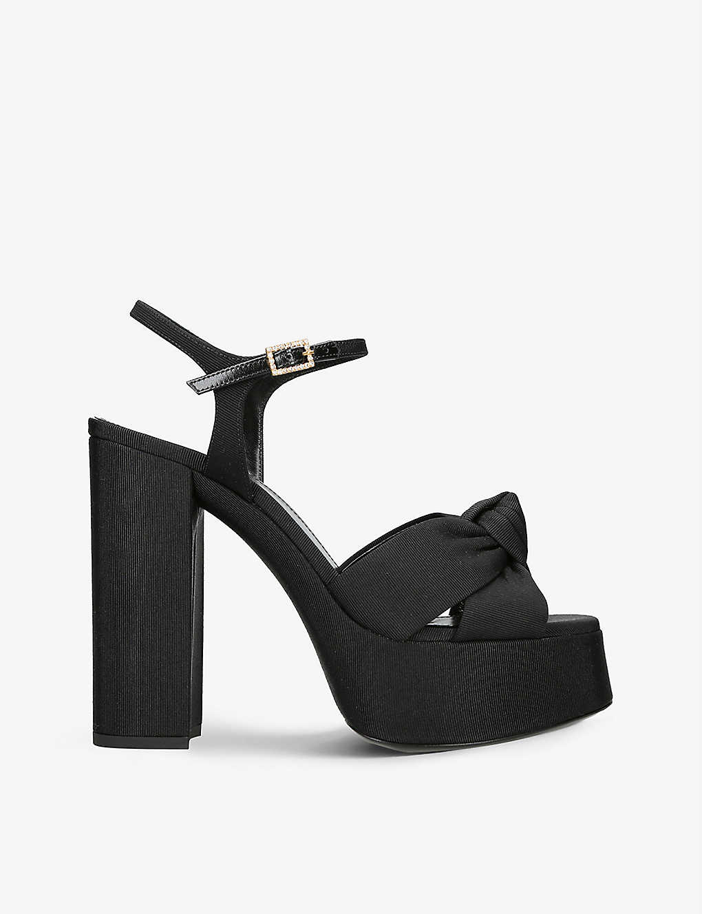 SAINT LAURENT Bianca Knot-Embellished Woven Platform Sandals | endource