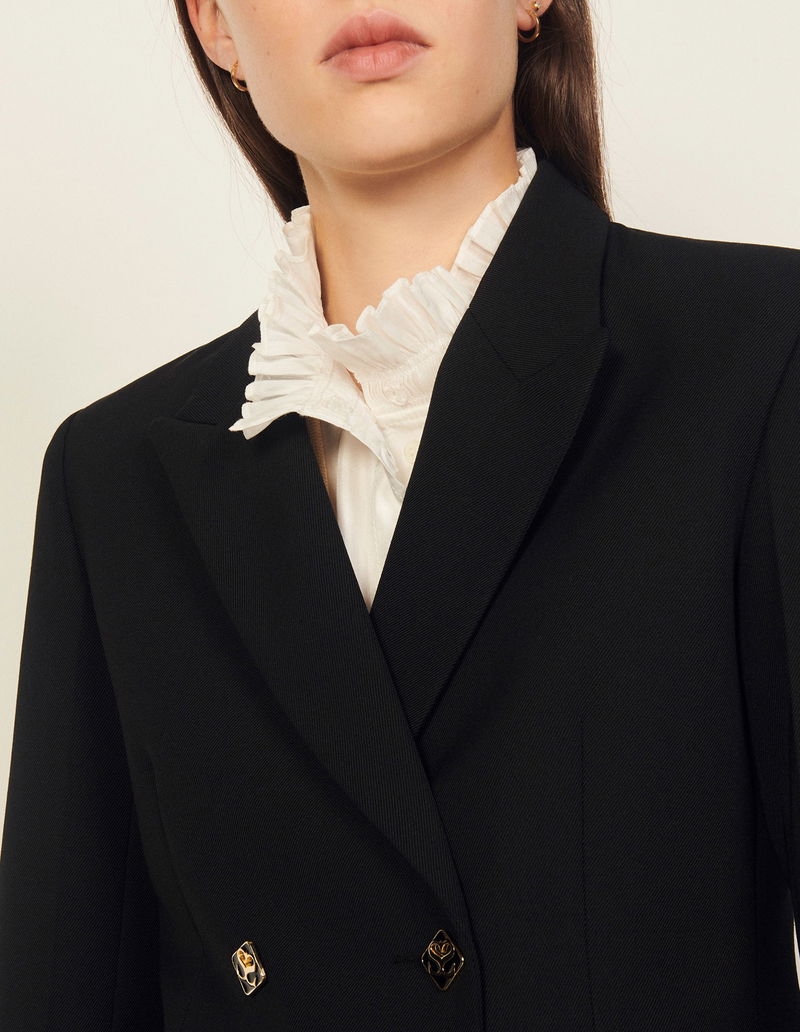 SANDRO Double-Breasted Suit Jacket | Endource