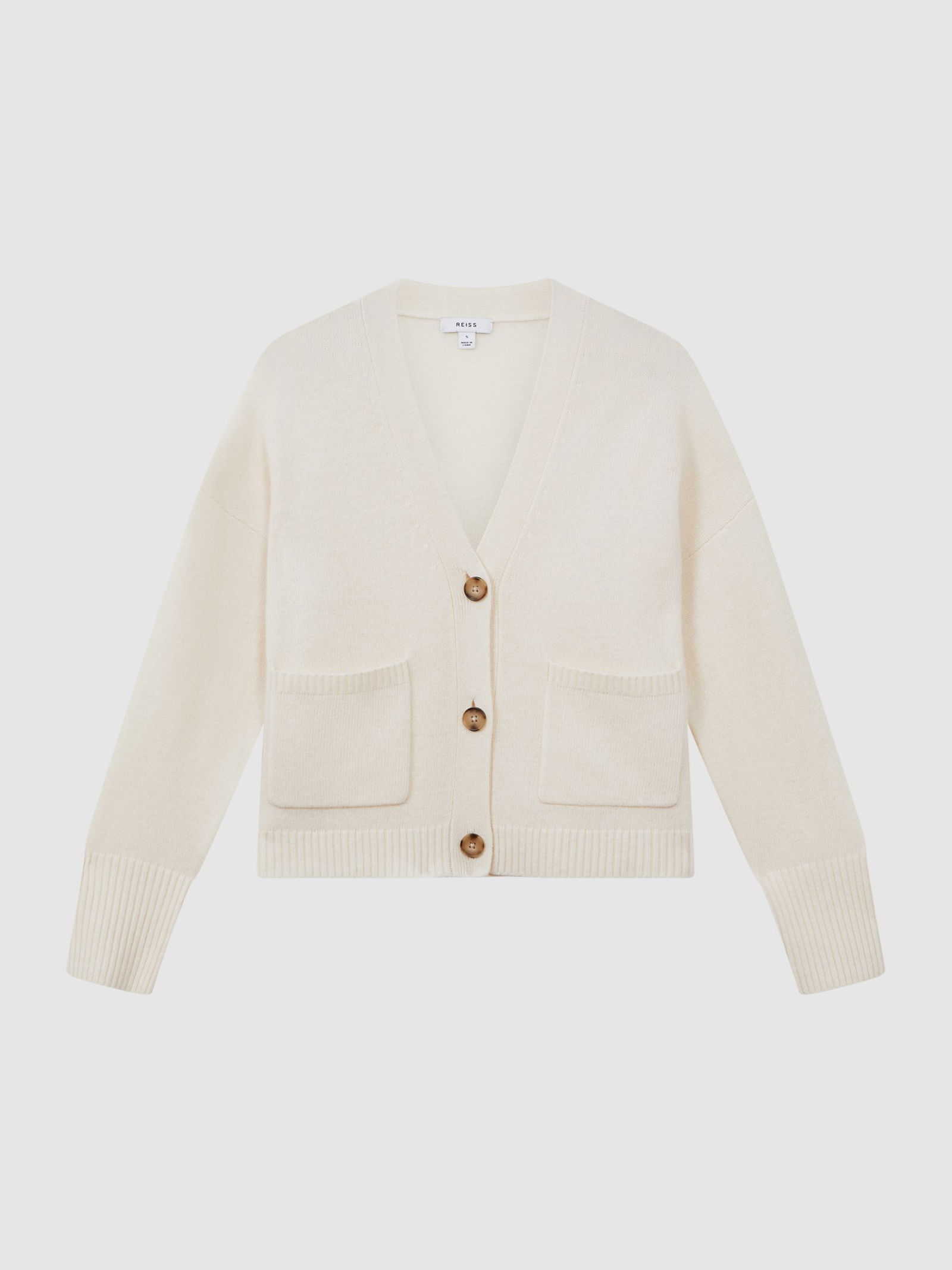 REISS Juni Relaxed Wool-Cashmere Cardigan in Ivory | endource