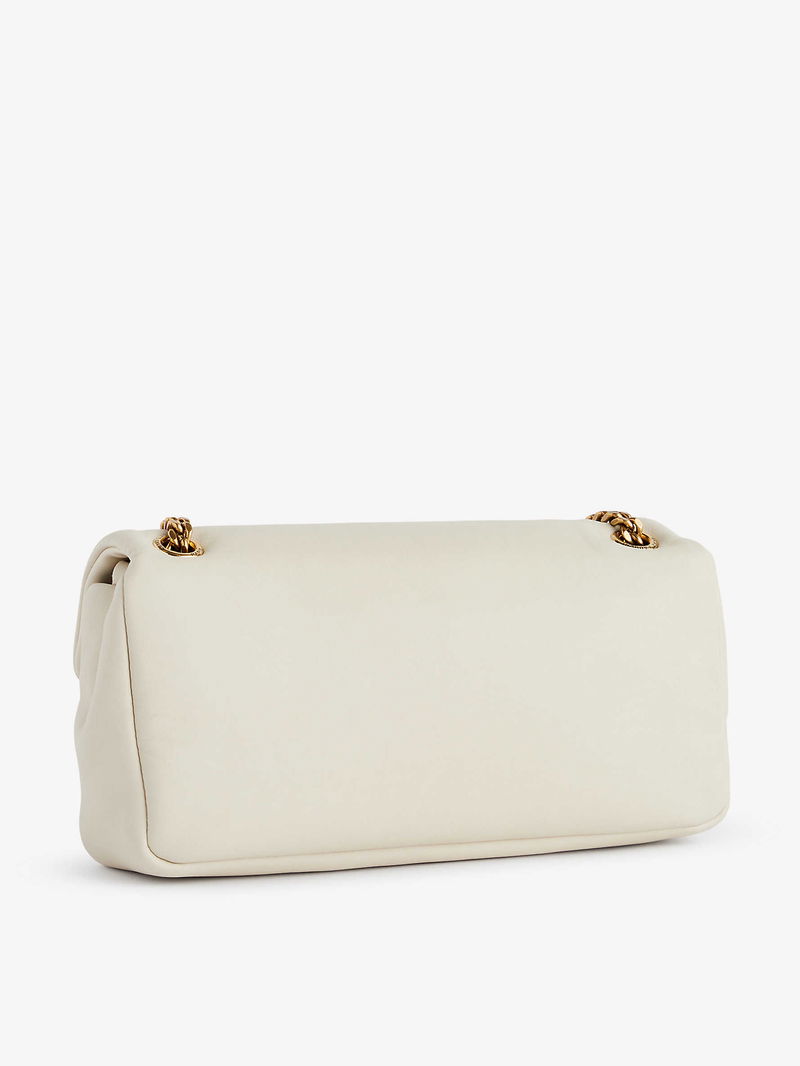 SAINT LAURENT Mono Padded Leather Shoulder Bag in Crema Soft | endource