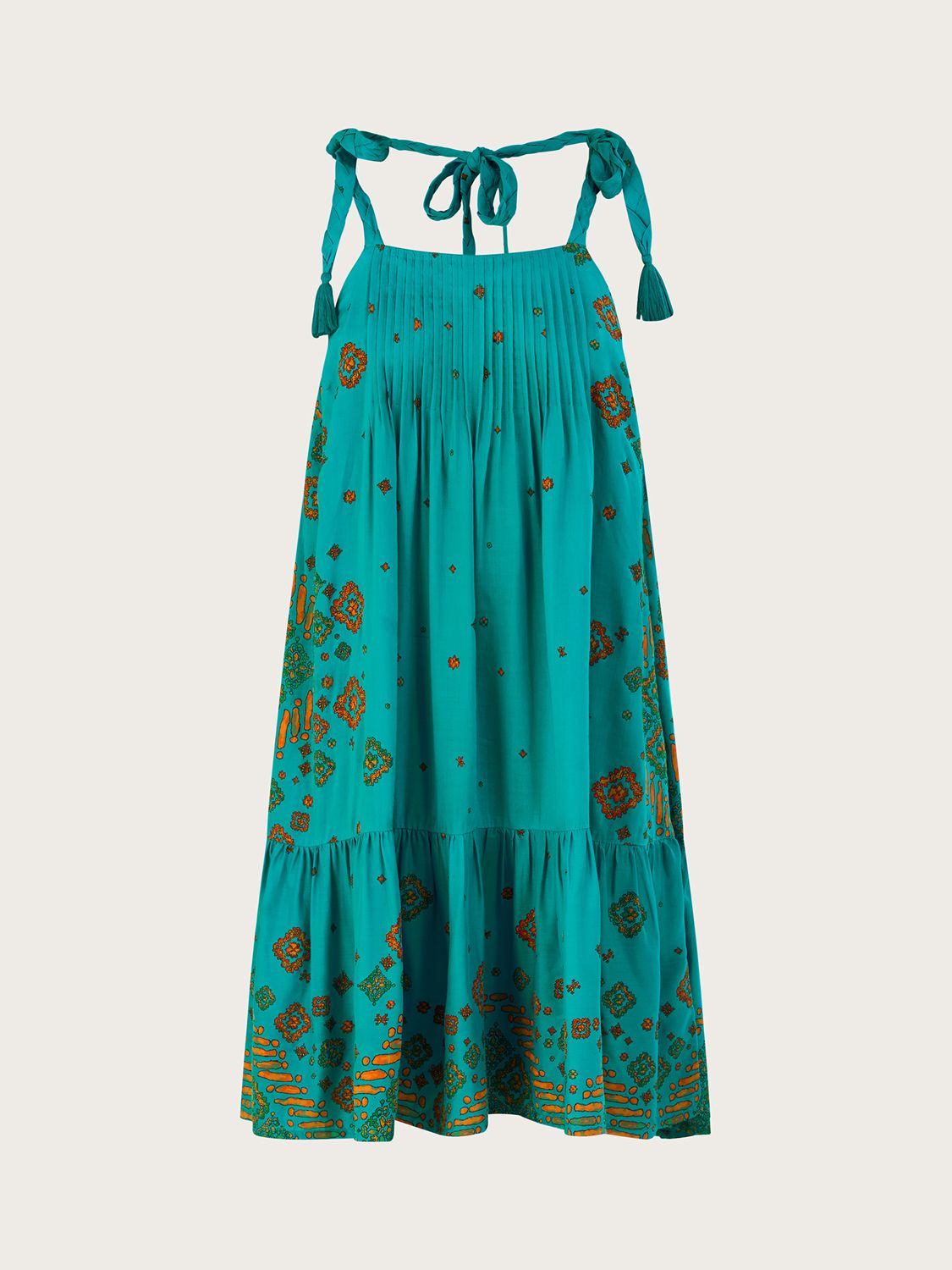 Monsoon Tile Placement Print Flippy Dress in Turquoise/Multi | Endource