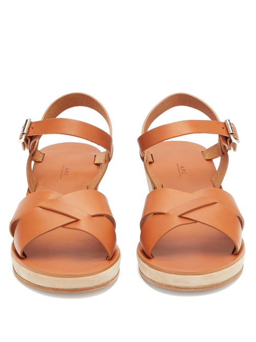 A.P.C. Judith Leather And Suede Wedge Sandals | endource