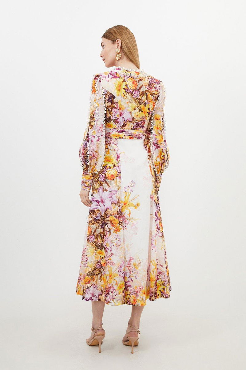 KAREN MILLEN Tall Trailing Floral Woven Plunge Maxi Dress in Floral ...