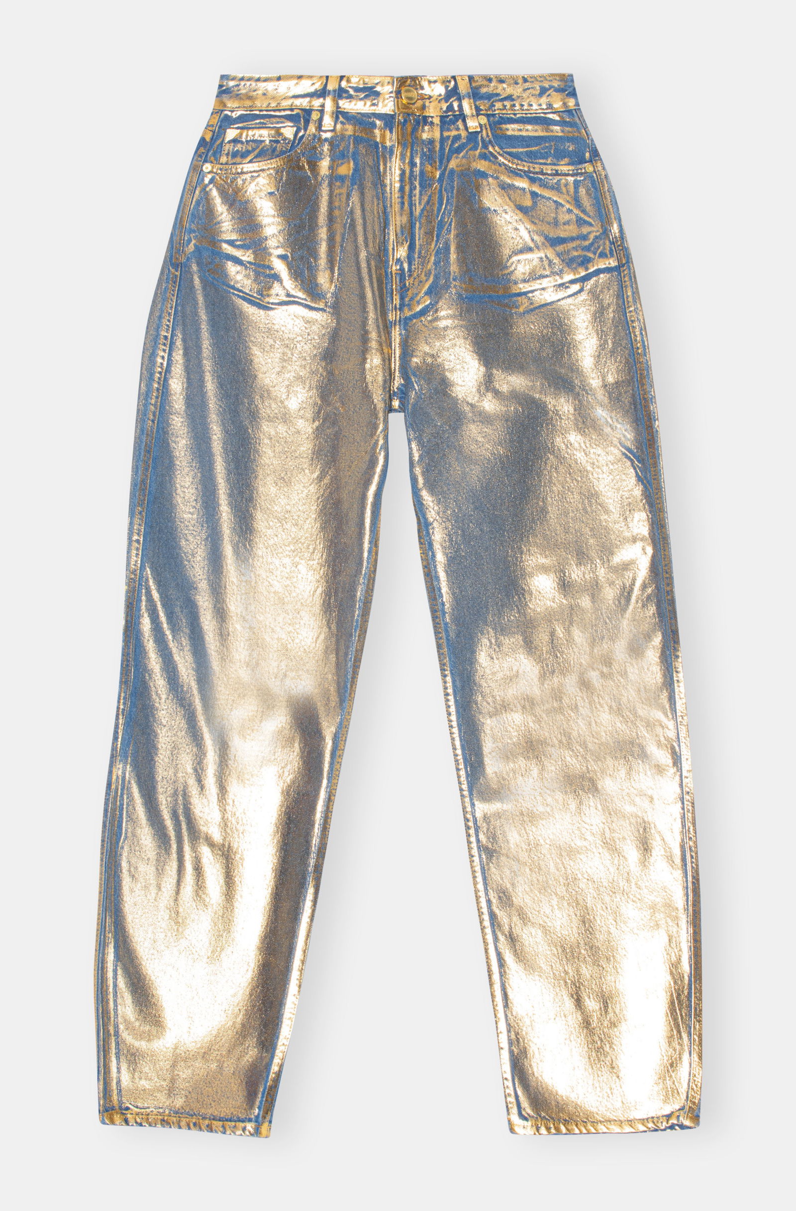 GANNI Gold Denim Stary Jeans in Gold | endource