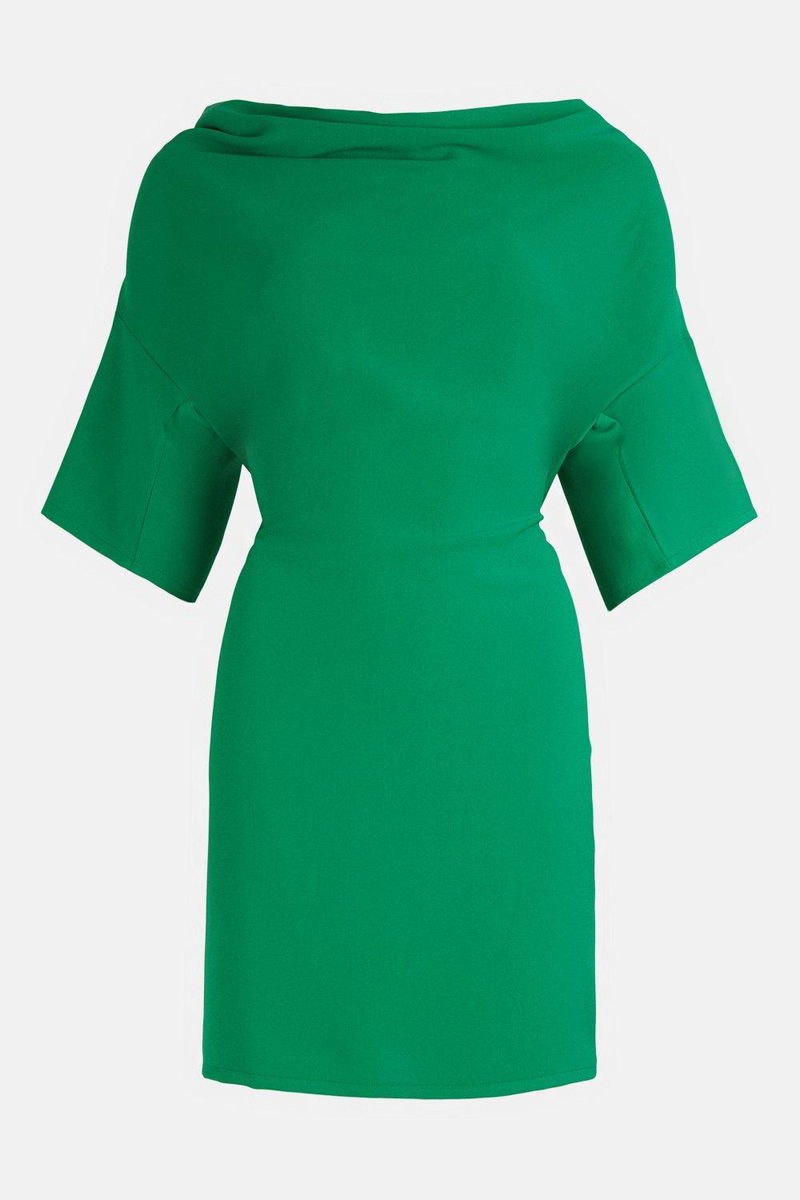 Karen Millen Fluid Crepe Woven Cowl Neck Mini Dress In Green Endource