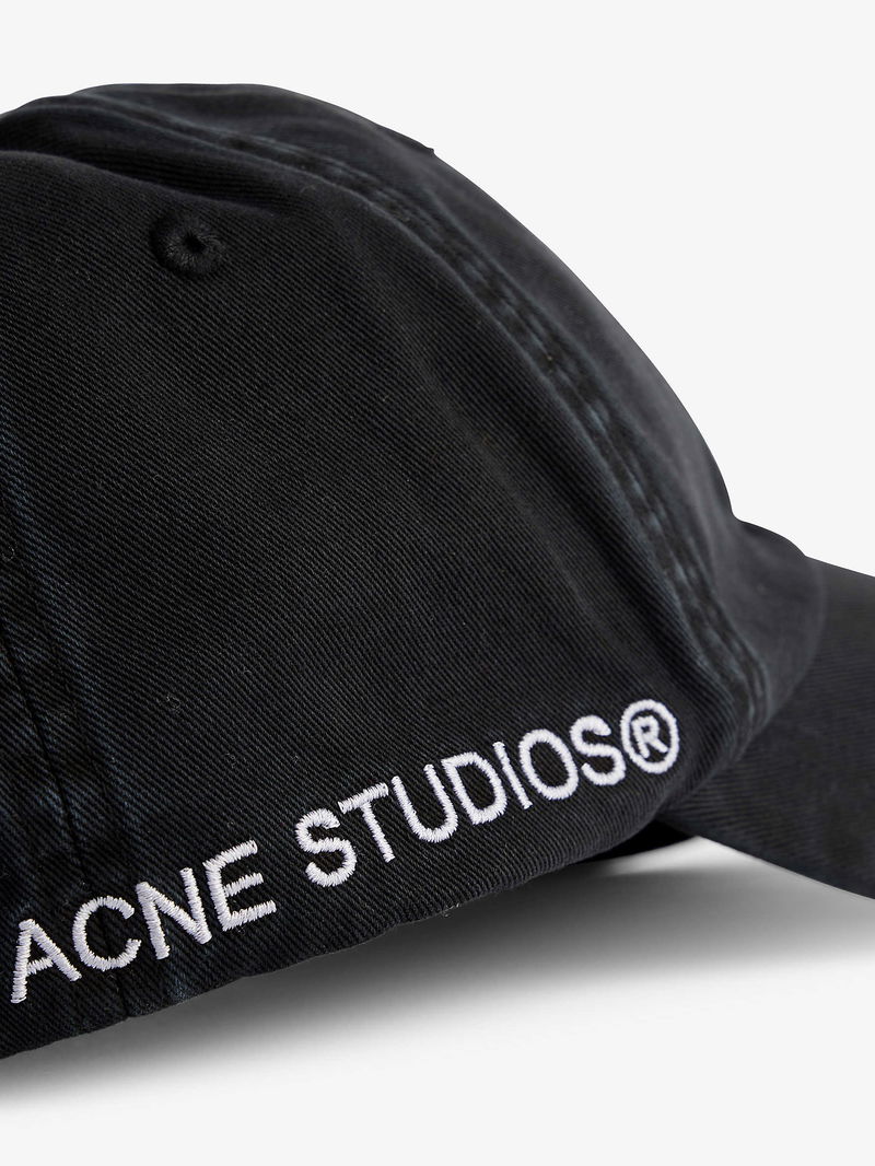 ACNE STUDIOS Logo-Embroidered Cotton-Twill Cap in BLACK | endource