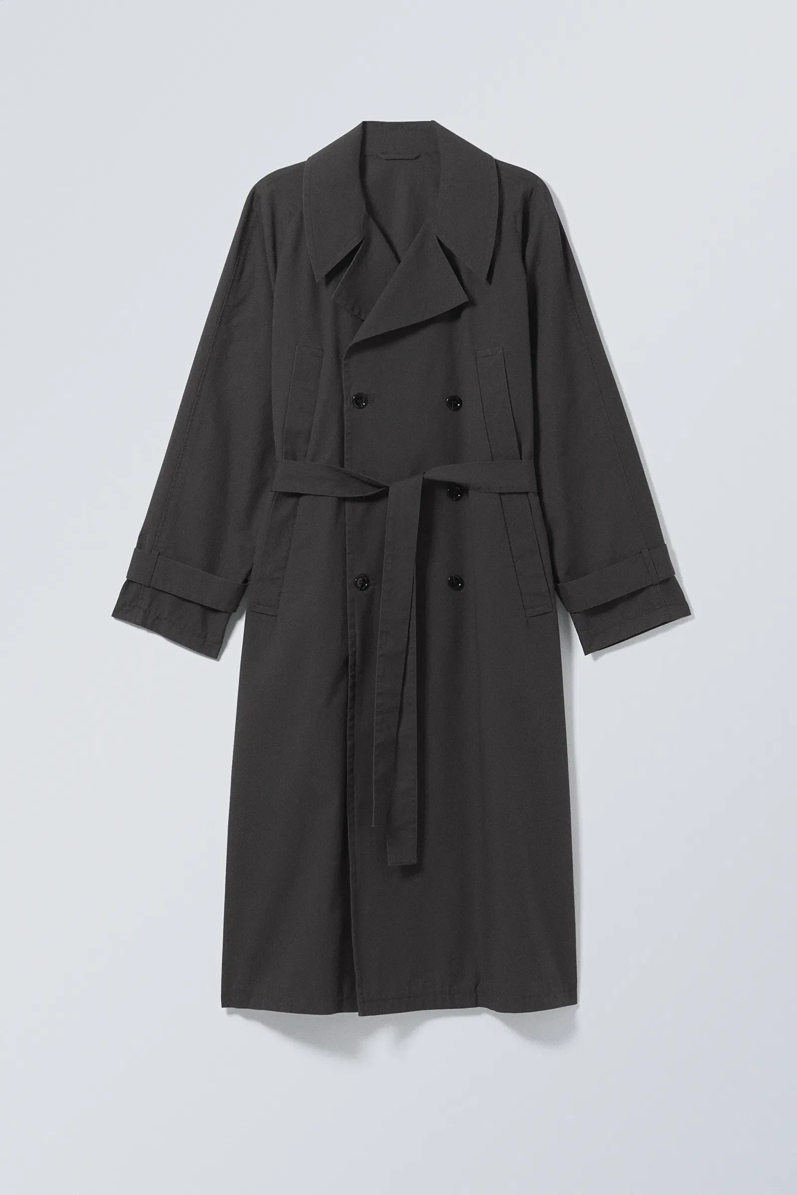 WEEKDAY Jeremy Oversized Trench Coat in Dark Grey | Endource