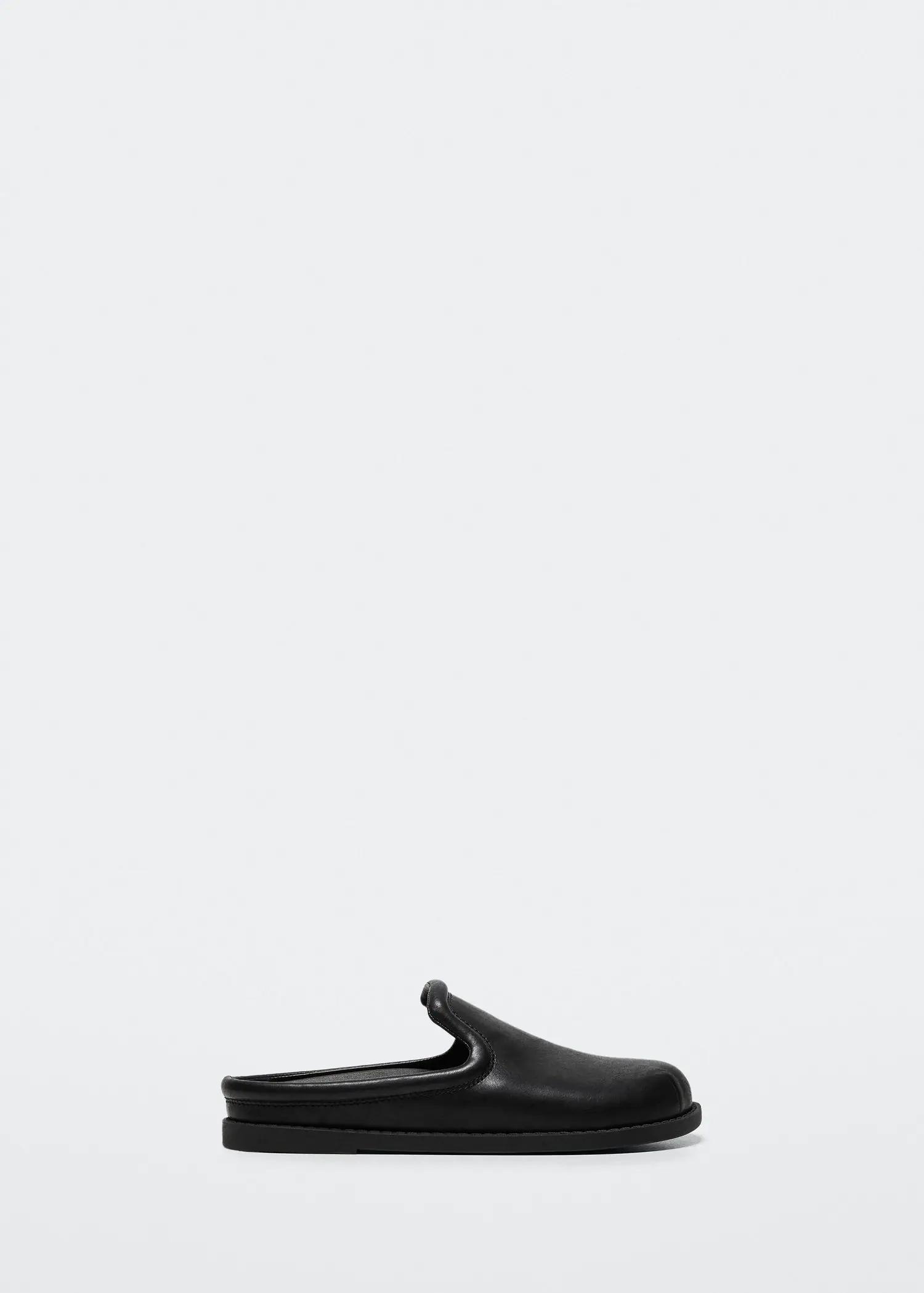 MANGO Leather Effect Clogs in Black | Endource