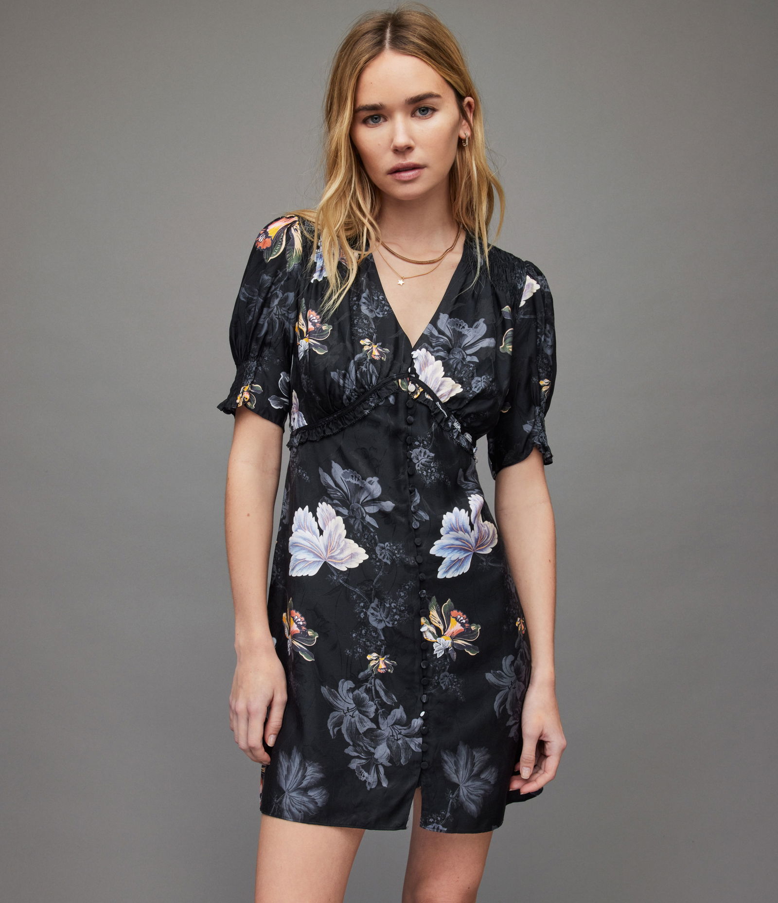 ALLSAINTS Demi Silk Blend Lilly Mini Dress | Endource