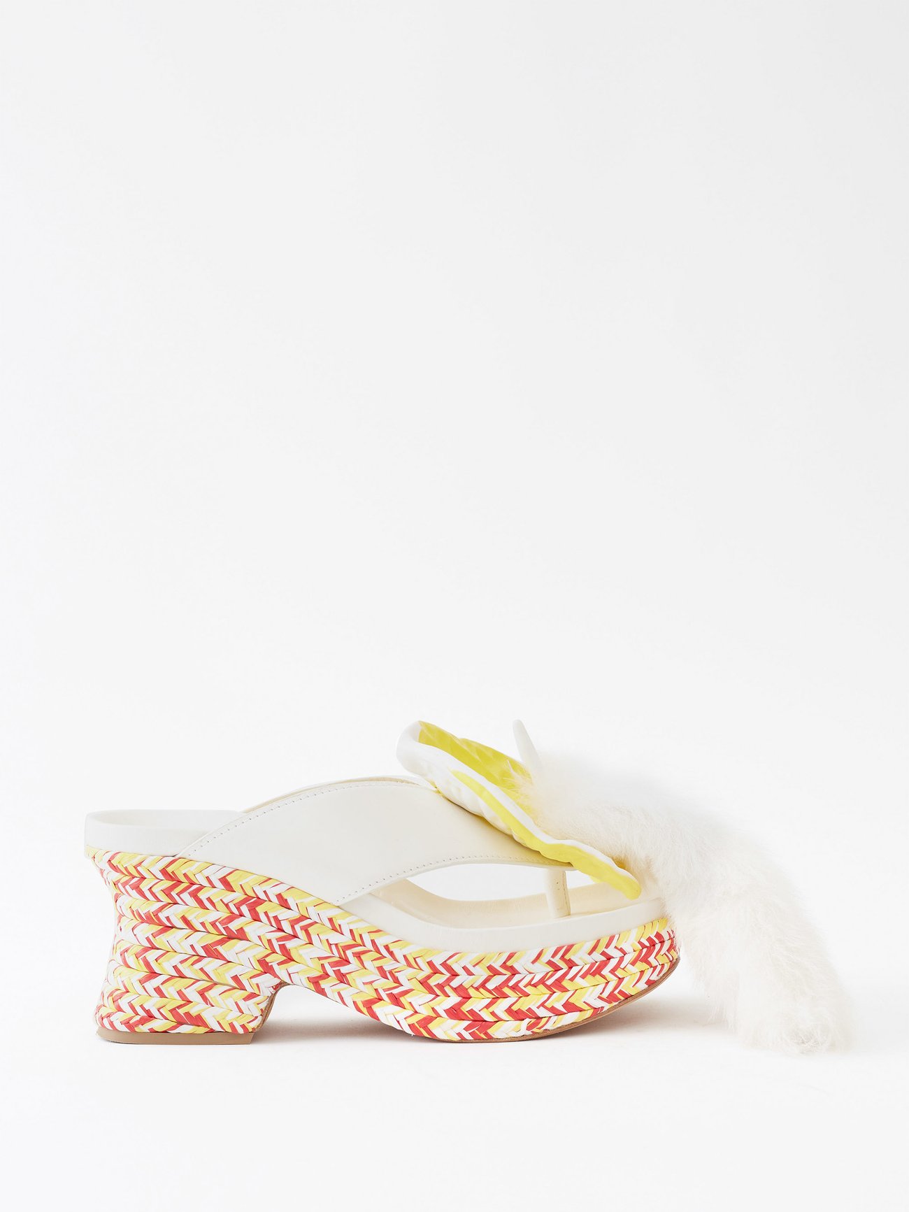 LOEWE Petal 90mm Braided Platform Sandals in White | endource