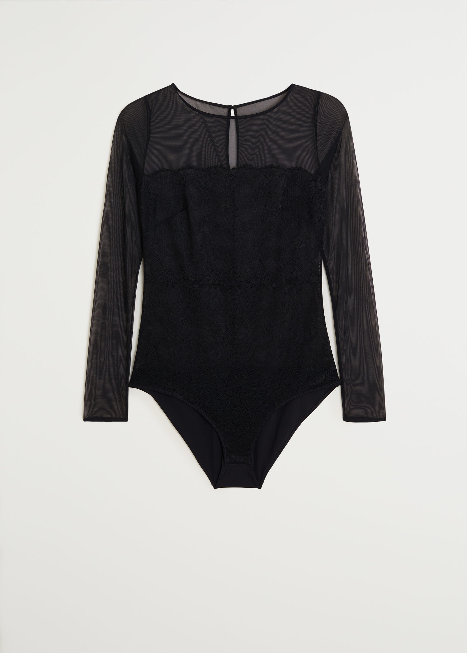 MANGO Lace Transparencies Body in Black | Endource