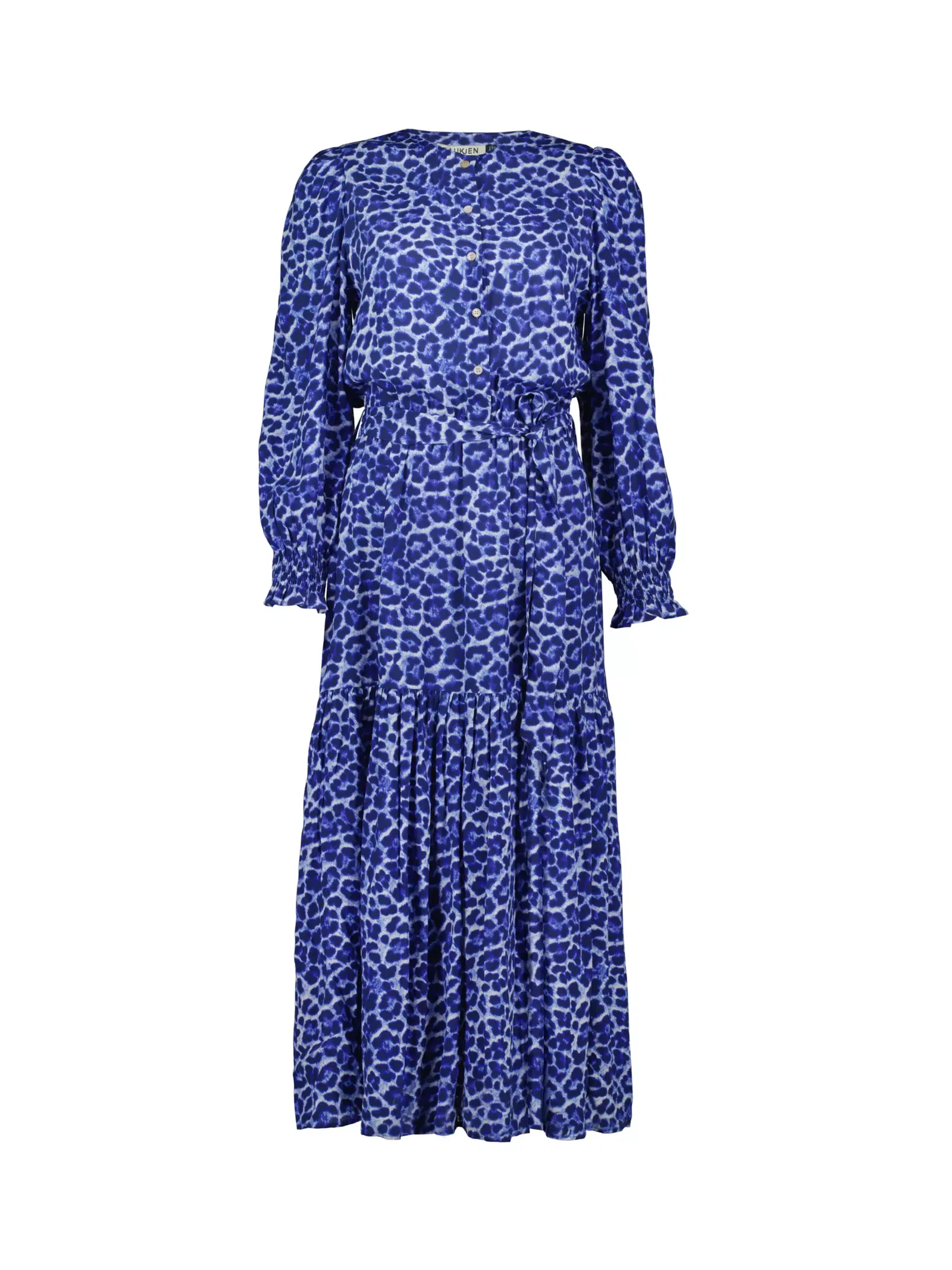 BAUKJEN Eloisa Leopard Print Midi Dress in Blue | endource