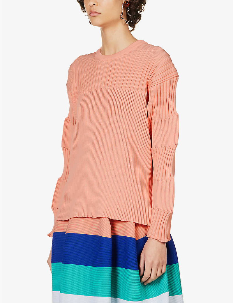 CFCL Fluted Pleated Recycled-Polyester Top in SALMON | Endource