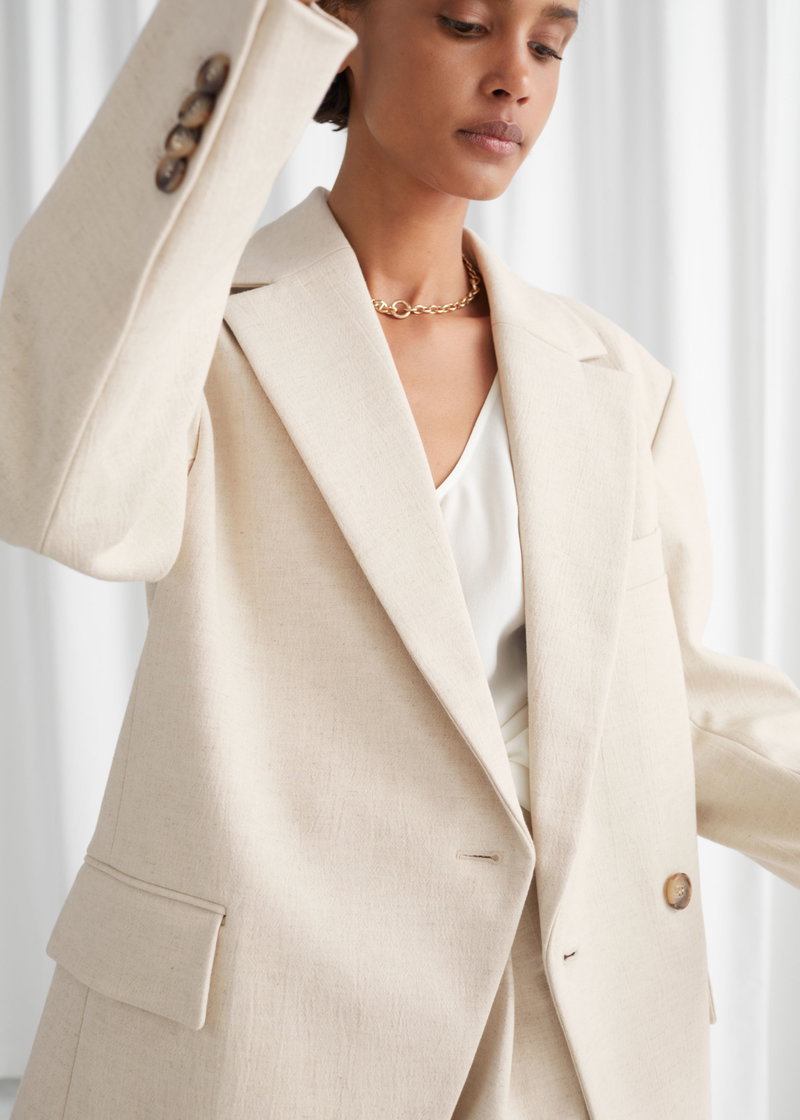 & OTHER STORIES Dropped Shoulder Straight Fit Blazer in Beige | Endource