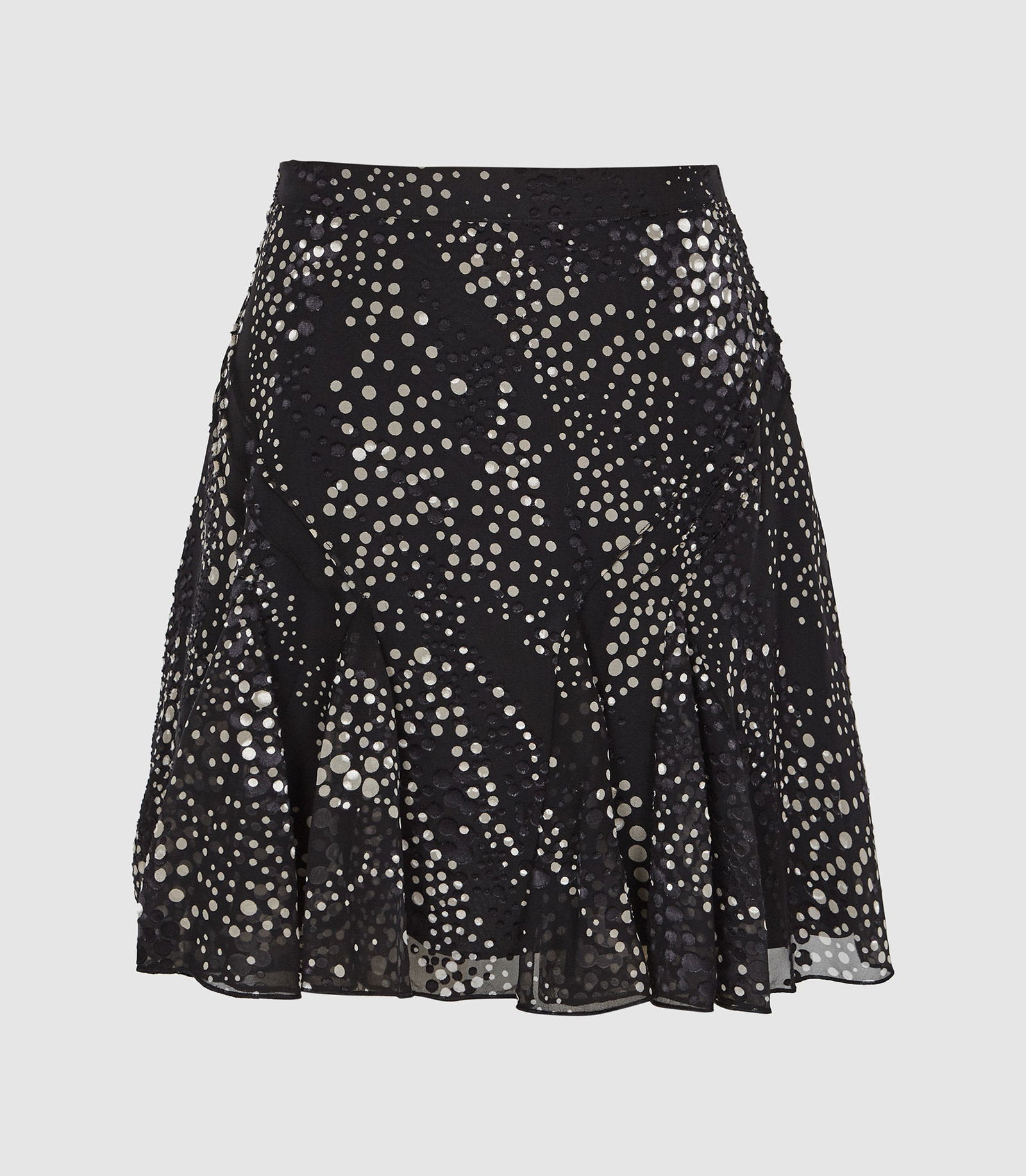 REISS Emily Burnout Printed Mini Skirt in Monochrome | Endource