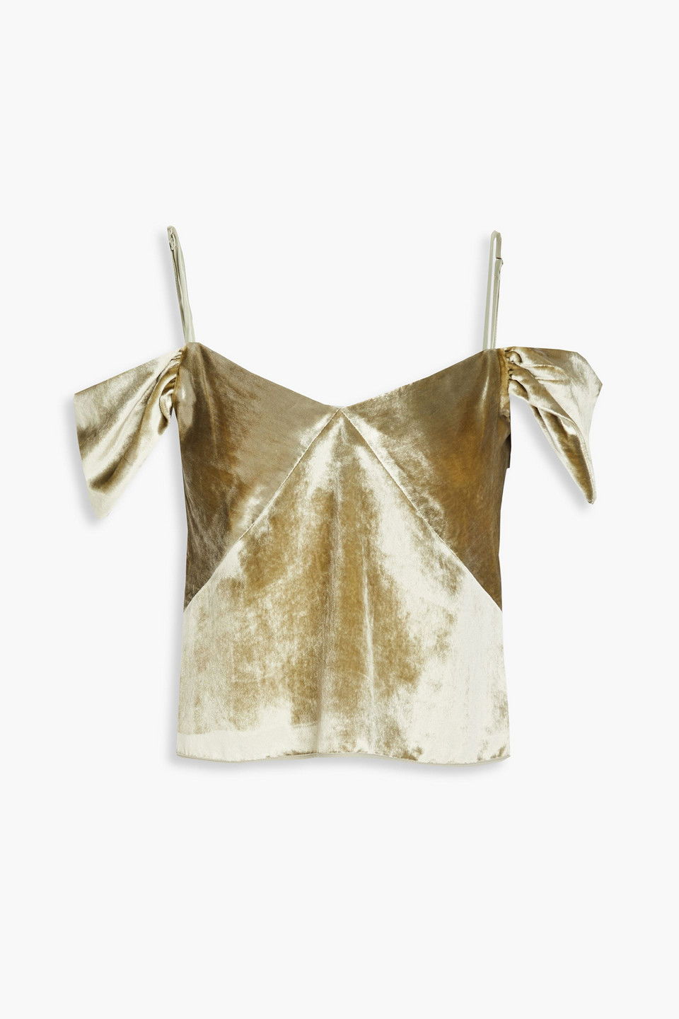 VINCE. Poet Strap Slip Cold-Shoulder Velvet Camisole | endource