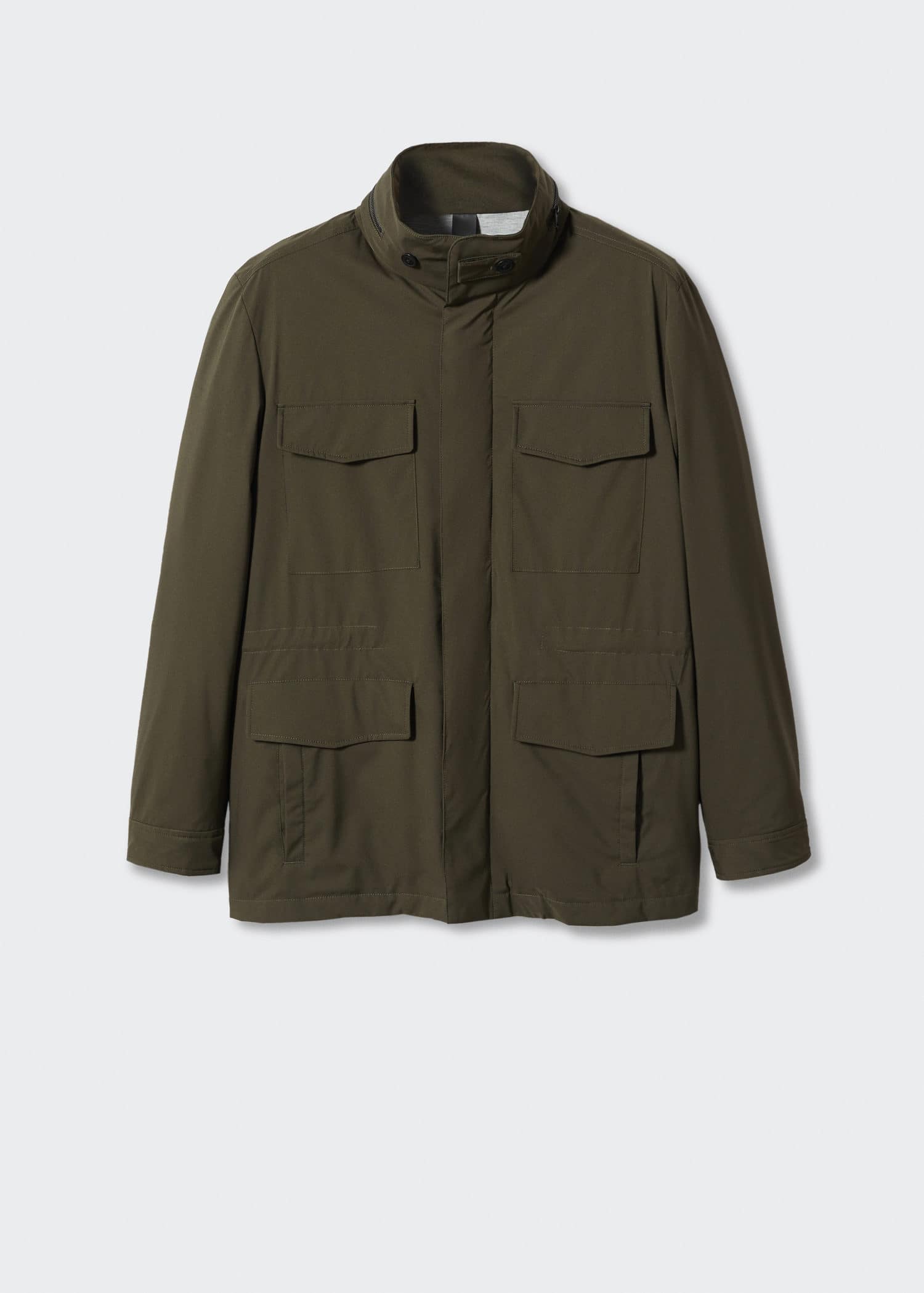 MANGO Military Water Repellent Jacket in Khaki | Endource